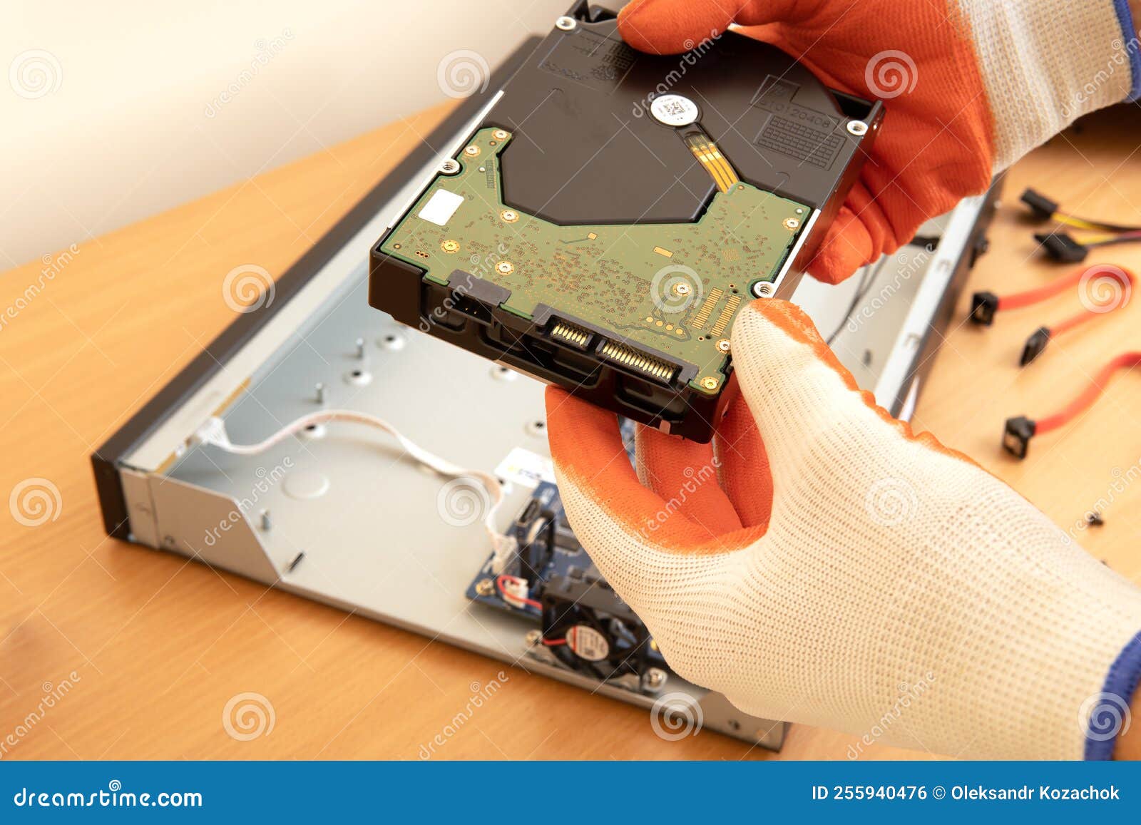 Technician or Engineer Installs Hard Drive in Cctv, Cctv System Stock ...