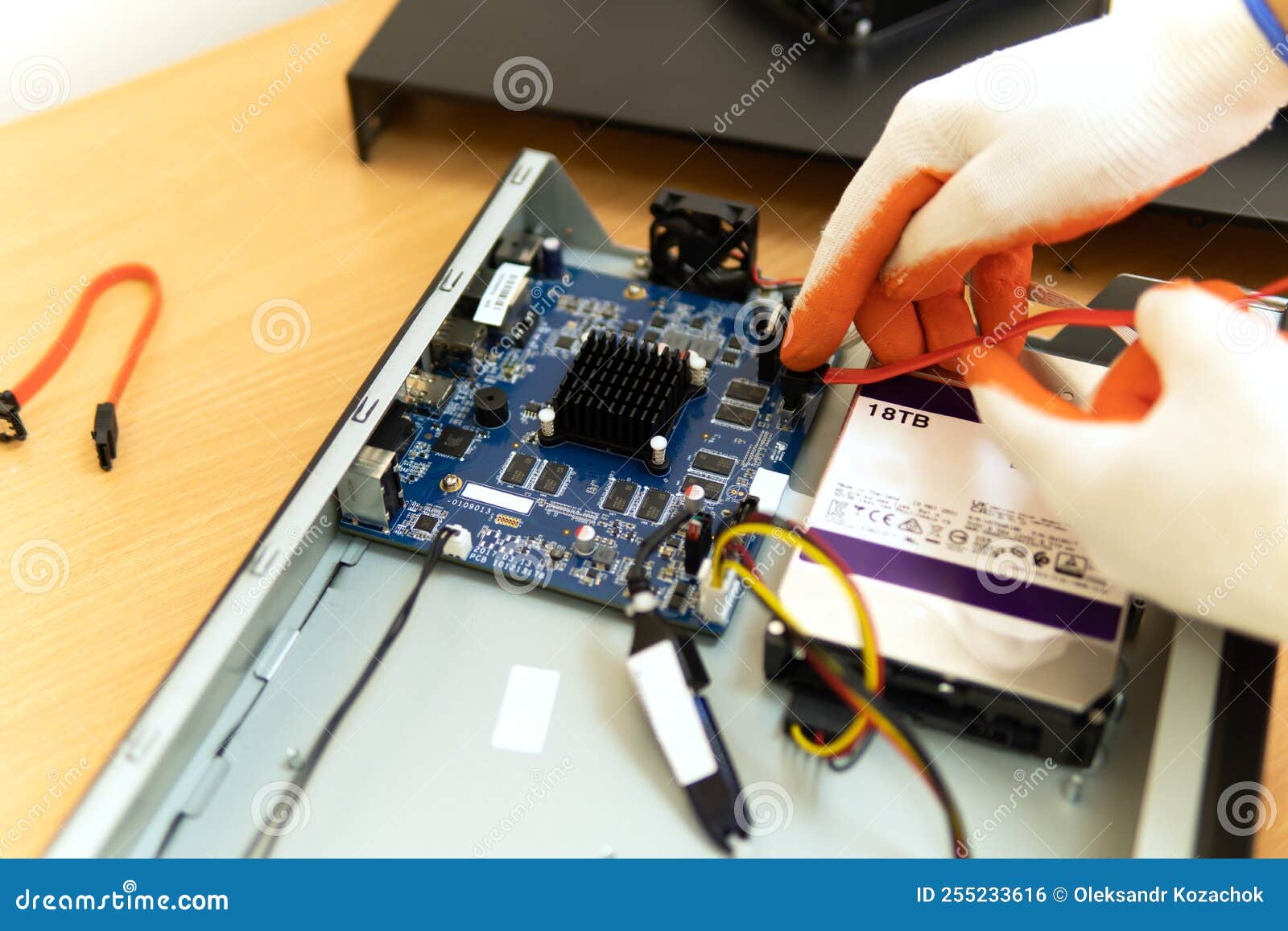 Technician or Engineer Installs Hard Drive in Cctv, Cctv System Stock ...
