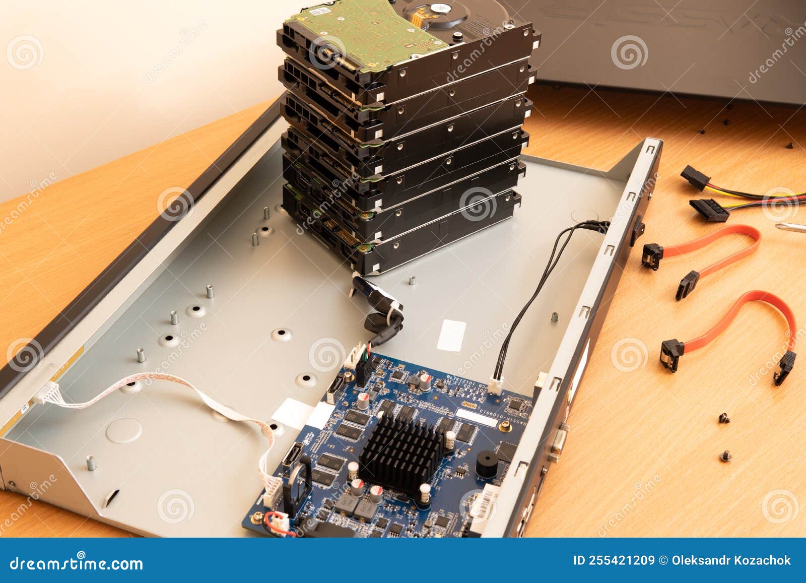 Technician or Engineer Installs Hard Drive in Cctv, Cctv System Stock ...