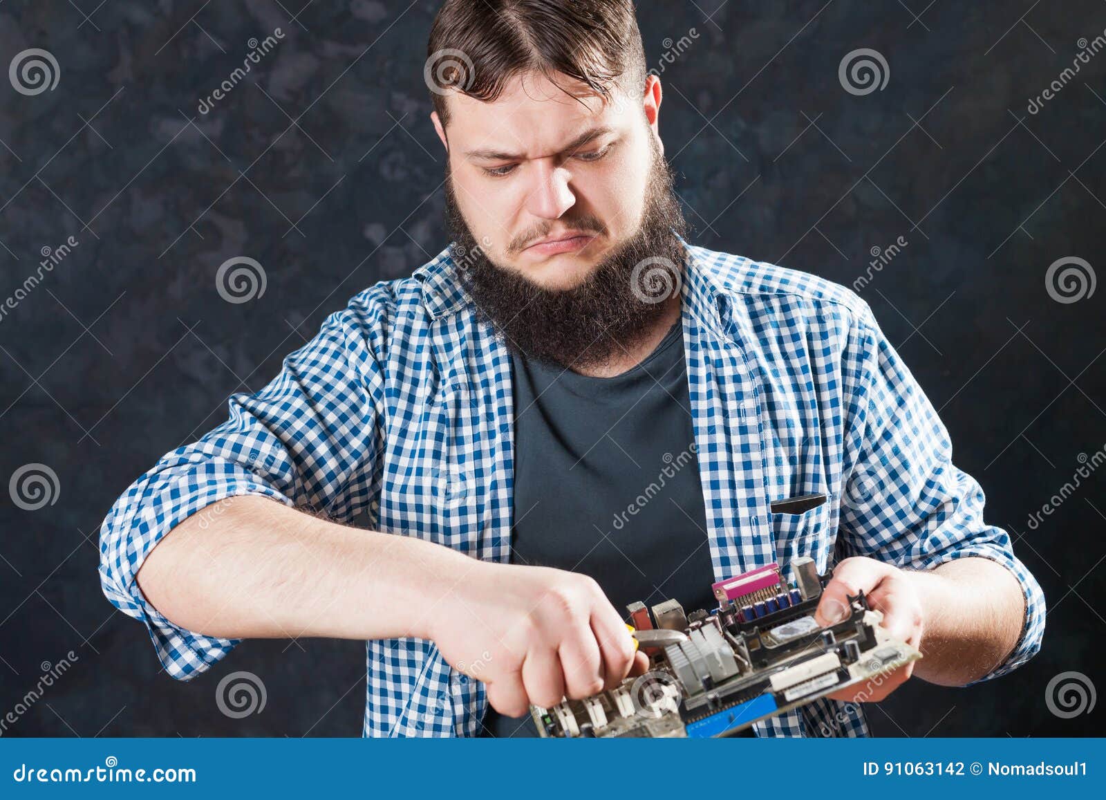 Technician Engineer Repair Pc Motherboard Stock Photo - Image of ...