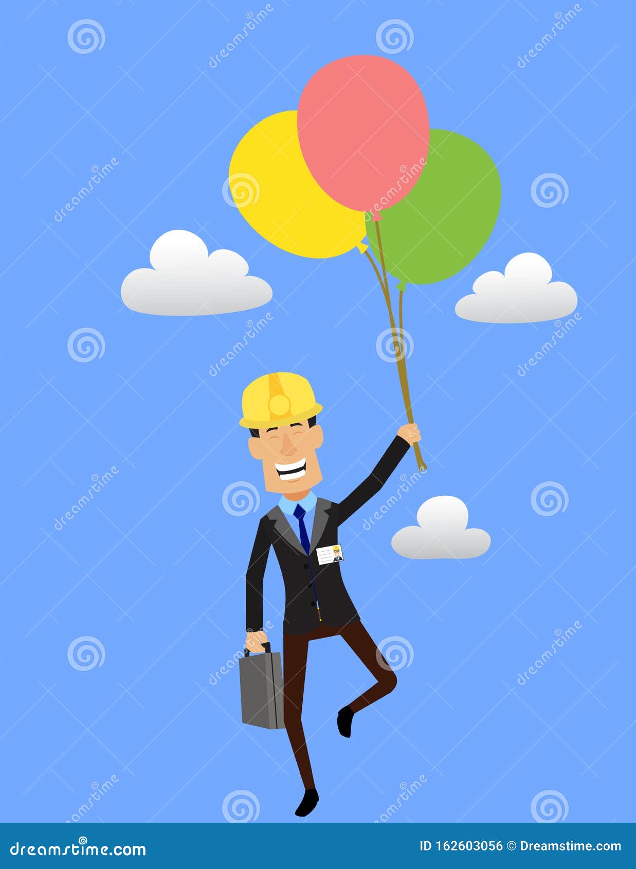 Technician Engineer Worker - Flying with Balloons Stock Illustration ...