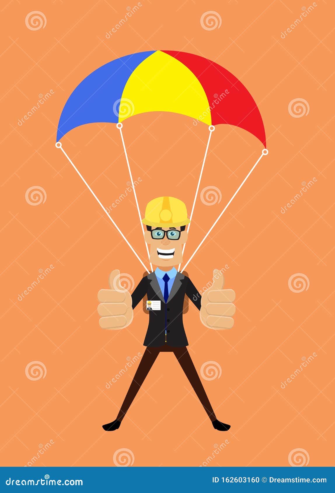 Thumbs Up Parachute Isolated With In The Cartoons Vector Illustration ...