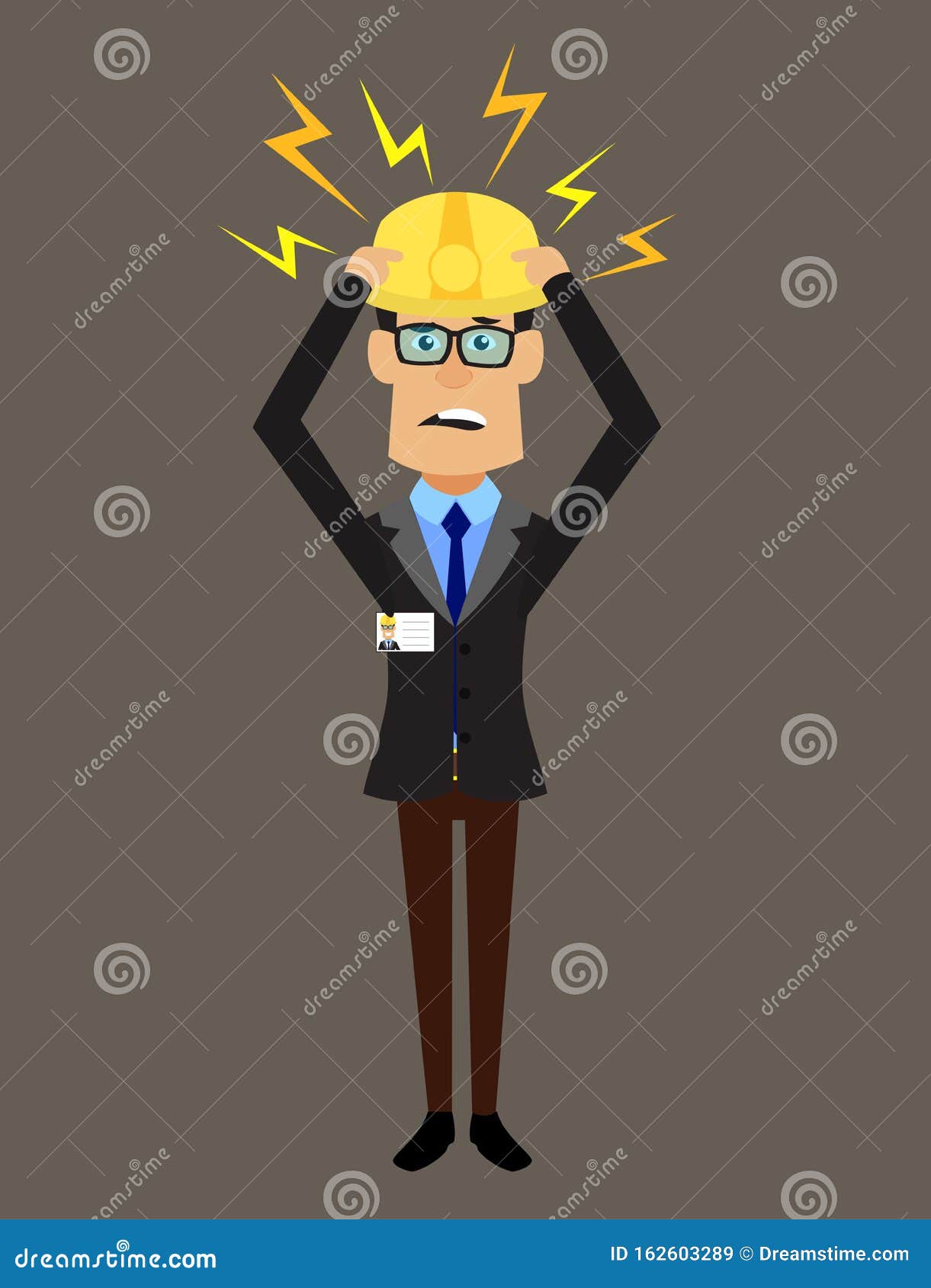 Technician Engineer Worker - with Worried Face Stock Illustration ...