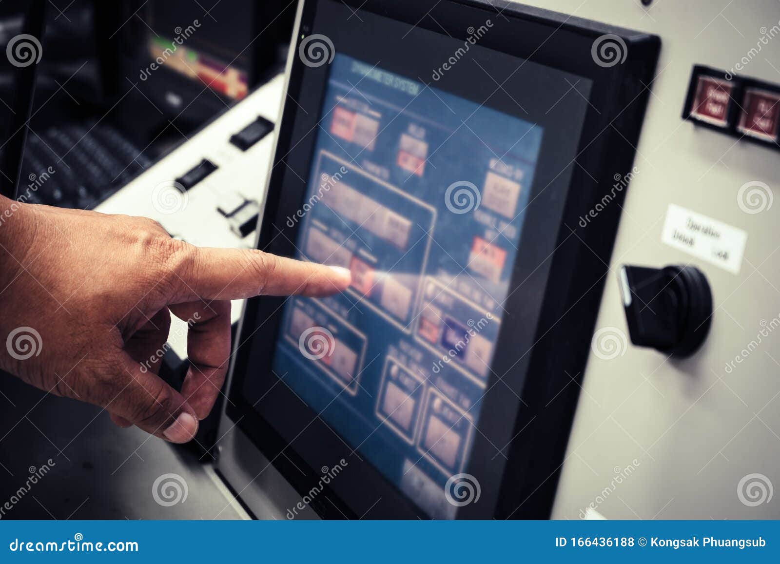 Technician or Engineer Working on Control Panel of Modern and Automatic ...