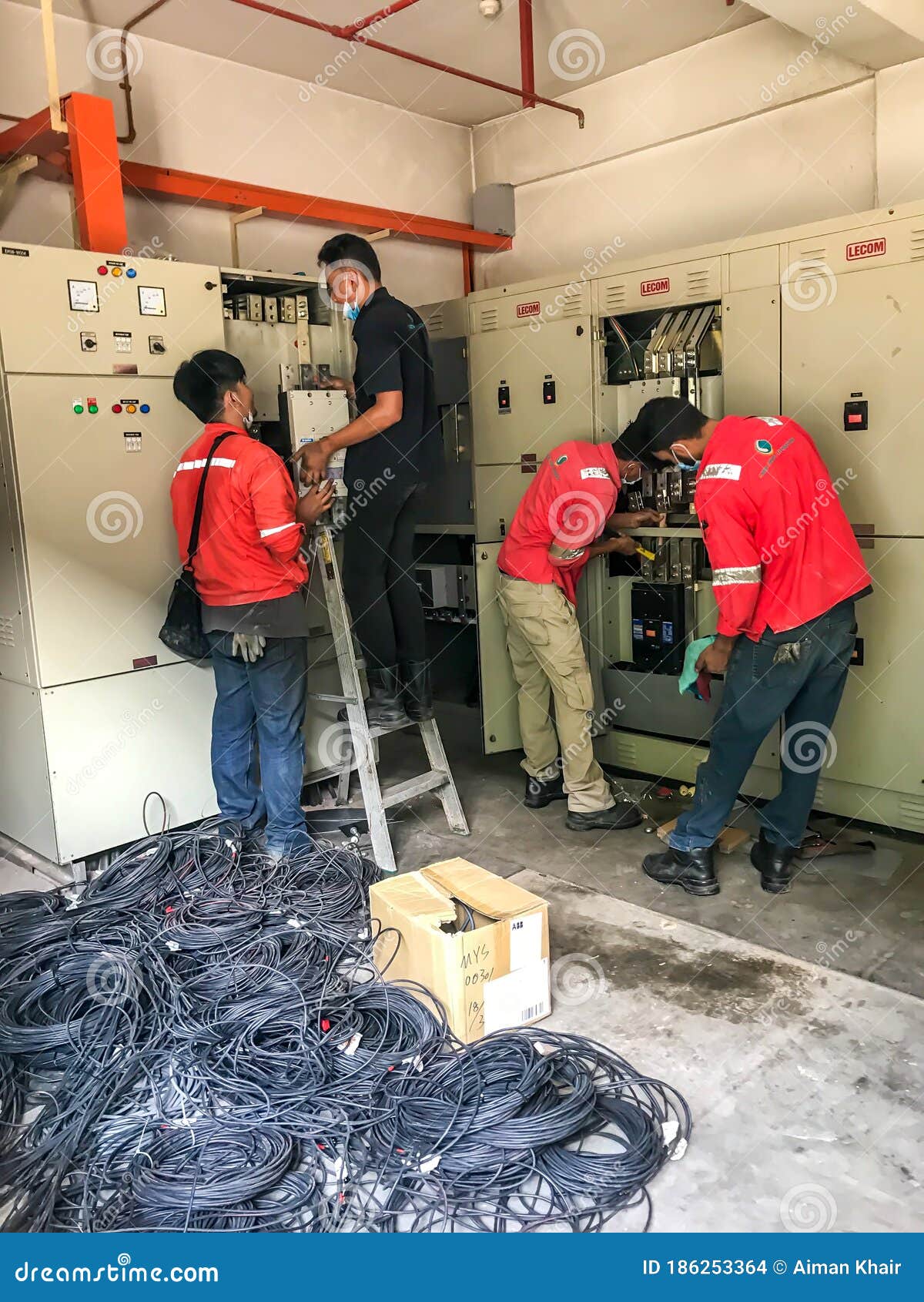 Technician Or Engineer Safety Check Of Modern Passenger Or Cargo ...