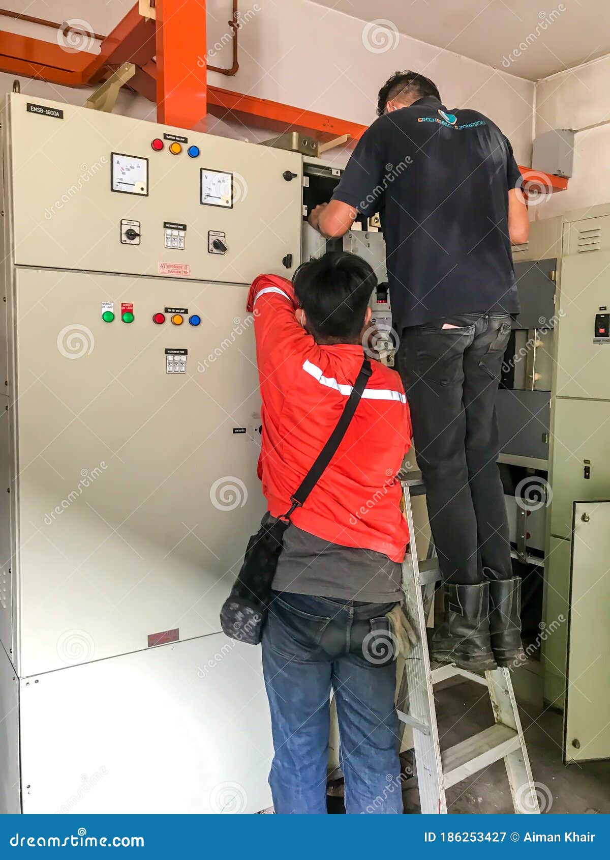 Technician Or Engineer Safety Check Of Modern Passenger Or Cargo ...