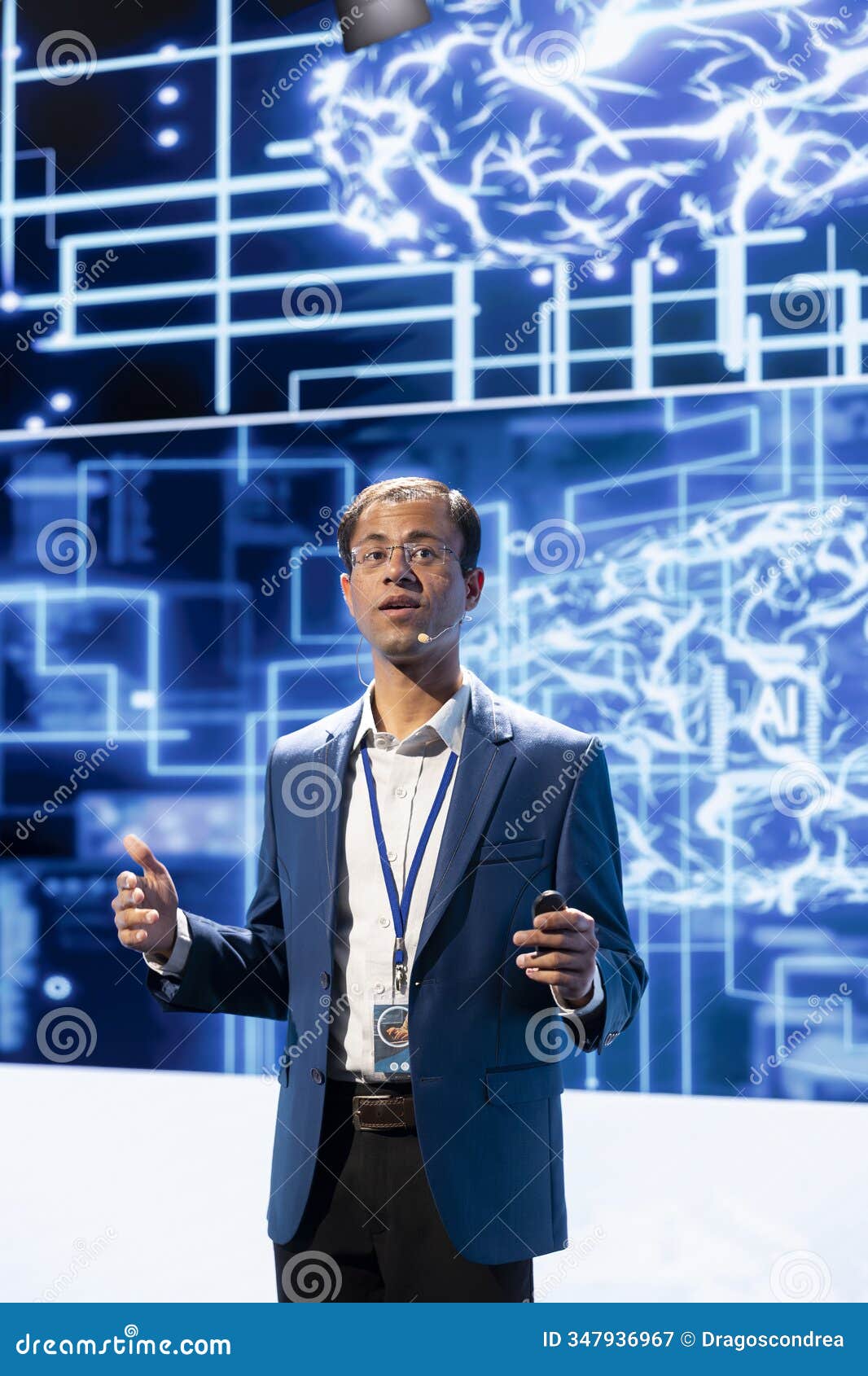 It Technician Explaining Impact of AI Technology at Event Using AR ...