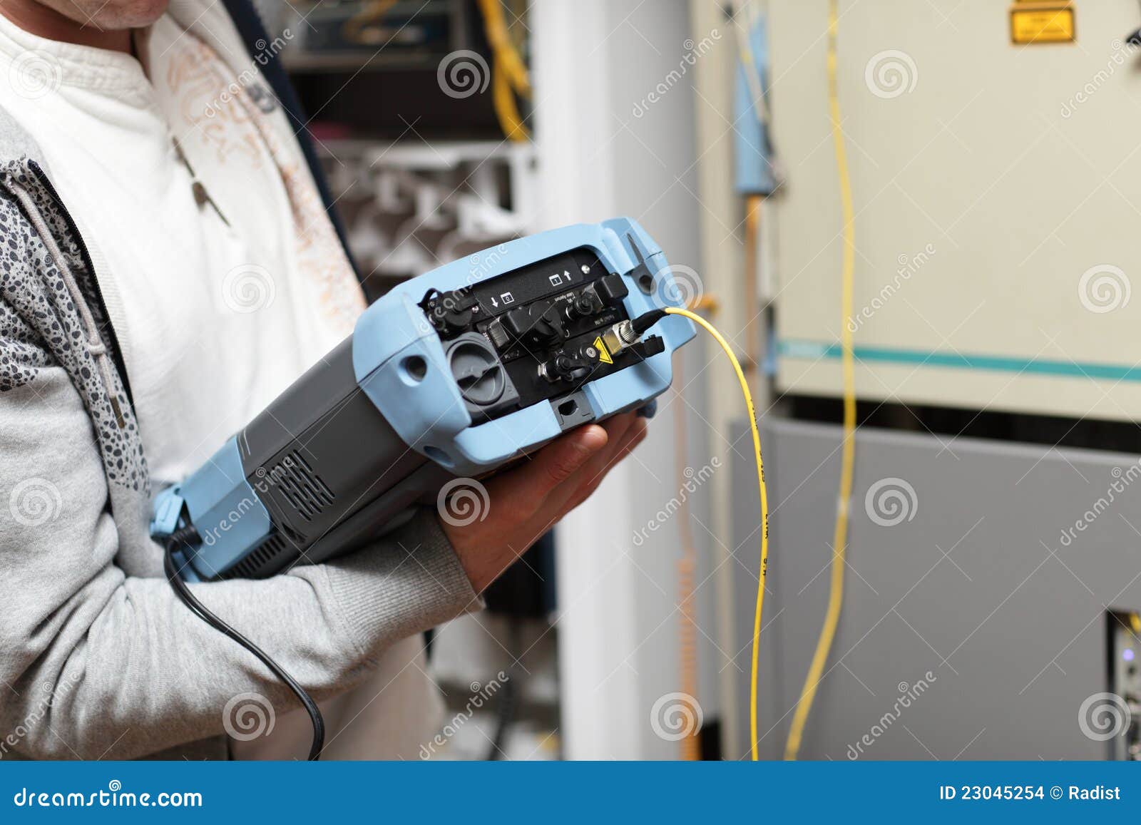 Technician with Fibre Optic Analyser Stock Photo - Image of repair ...
