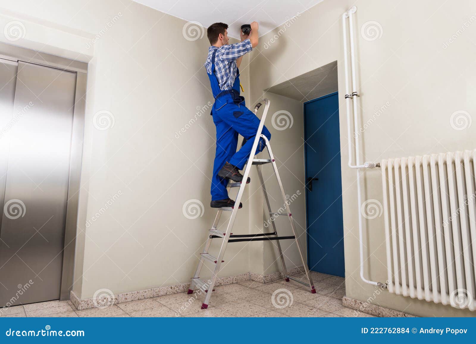 Technician Fitting Cctv Camera Stock Photo - Image of cameras ...
