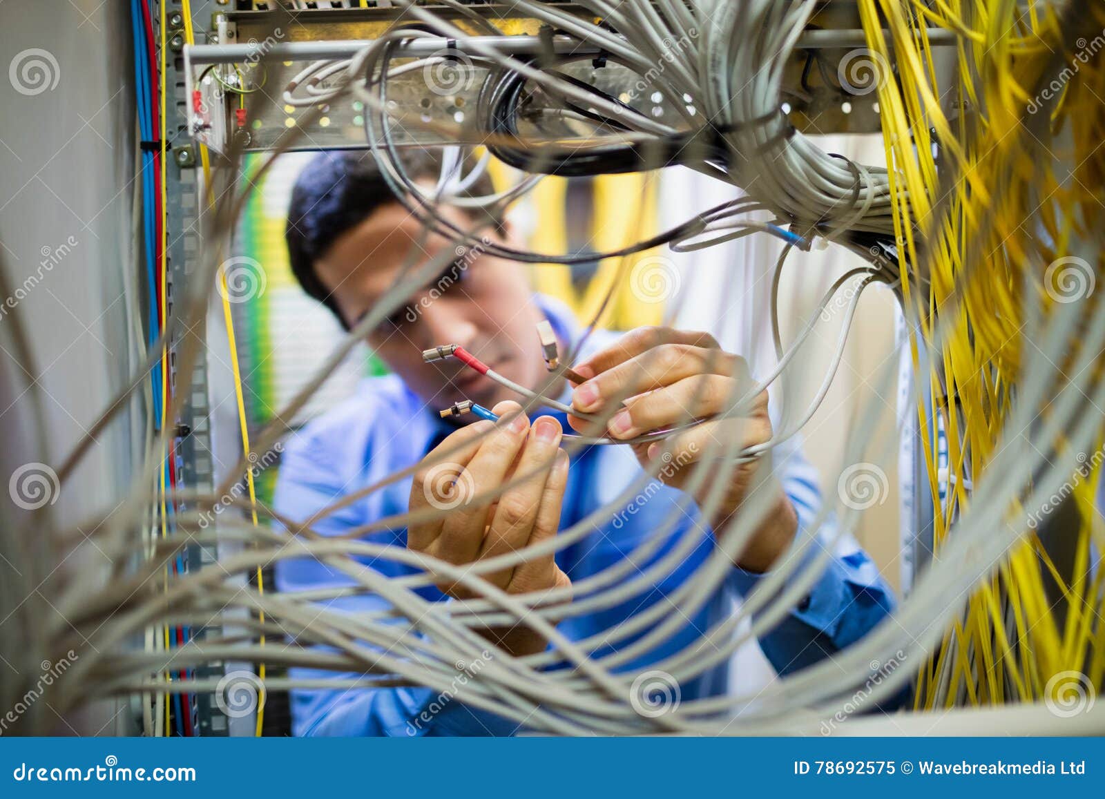 Technician fixing cable stock image. Image of cable, connecting - 78692575