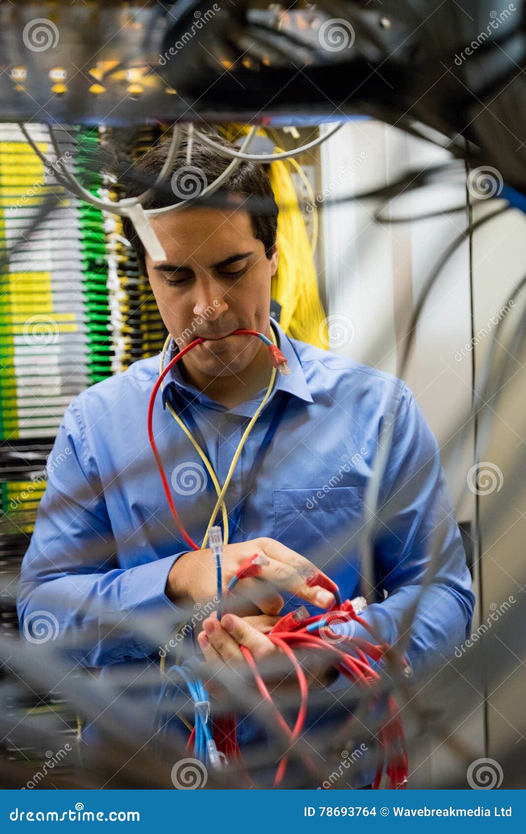 Technician fixing cable stock photo. Image of complex - 78693764