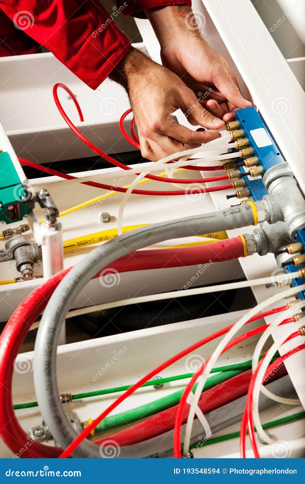 Technician Fixing Cabling and Wiring Circuit Stock Photo - Image of ...