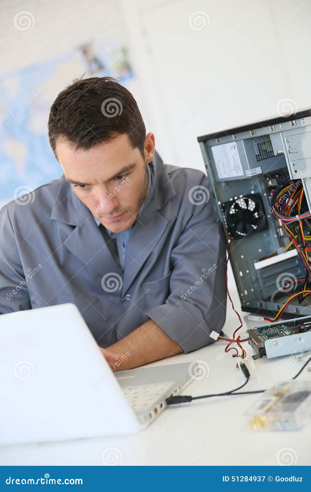 Technician Fixing Computer Hard Disc Stock Image - Image of engineering ...