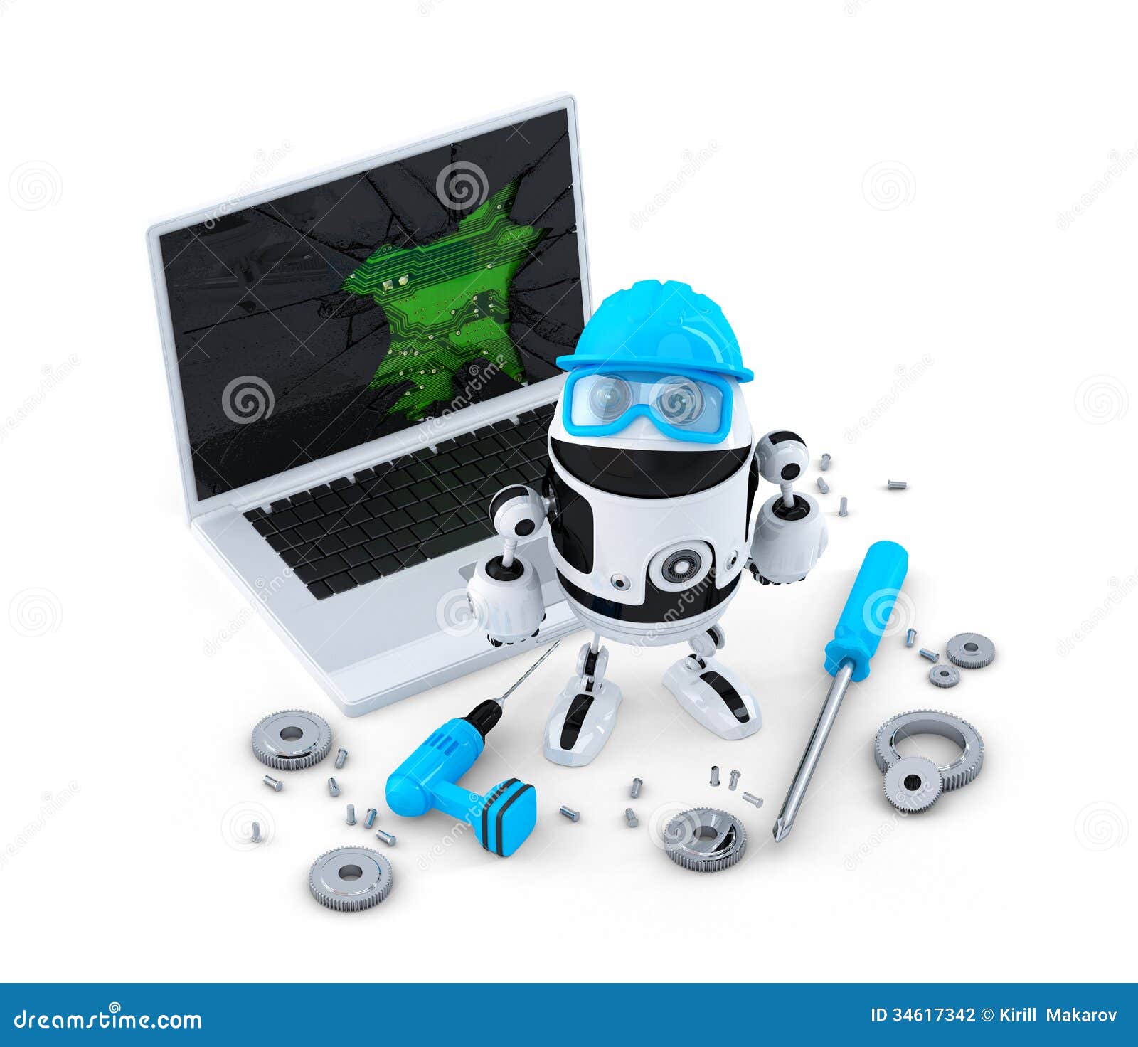 Technician fixing laptop. stock illustration. Illustration of ...