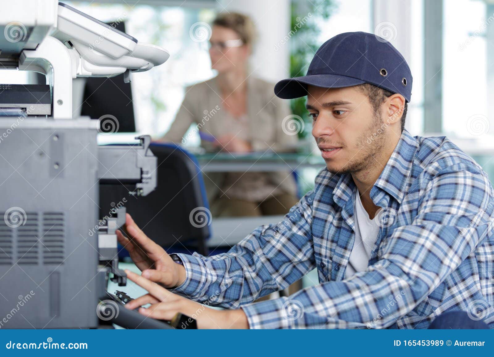 Technician fixing printer stock image. Image of copy - 165453989