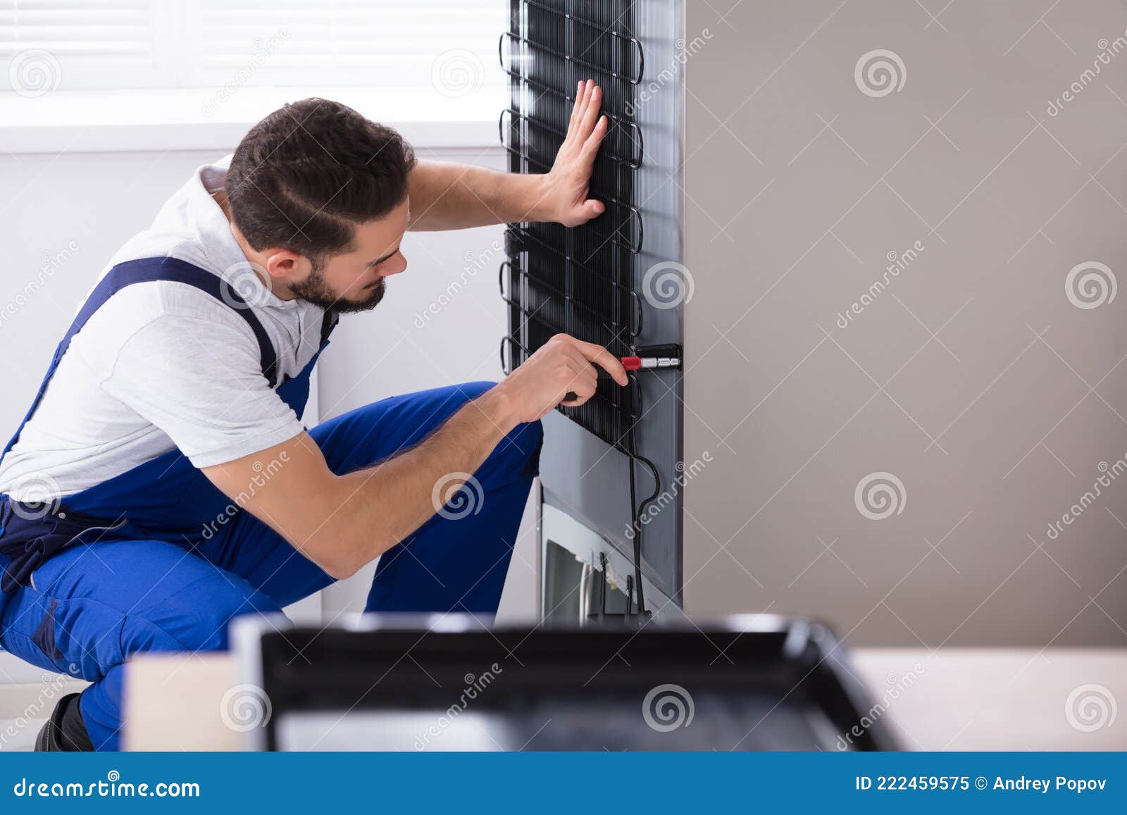 Technician Fixing Refrigerator Stock Image - Image of screwdriver ...