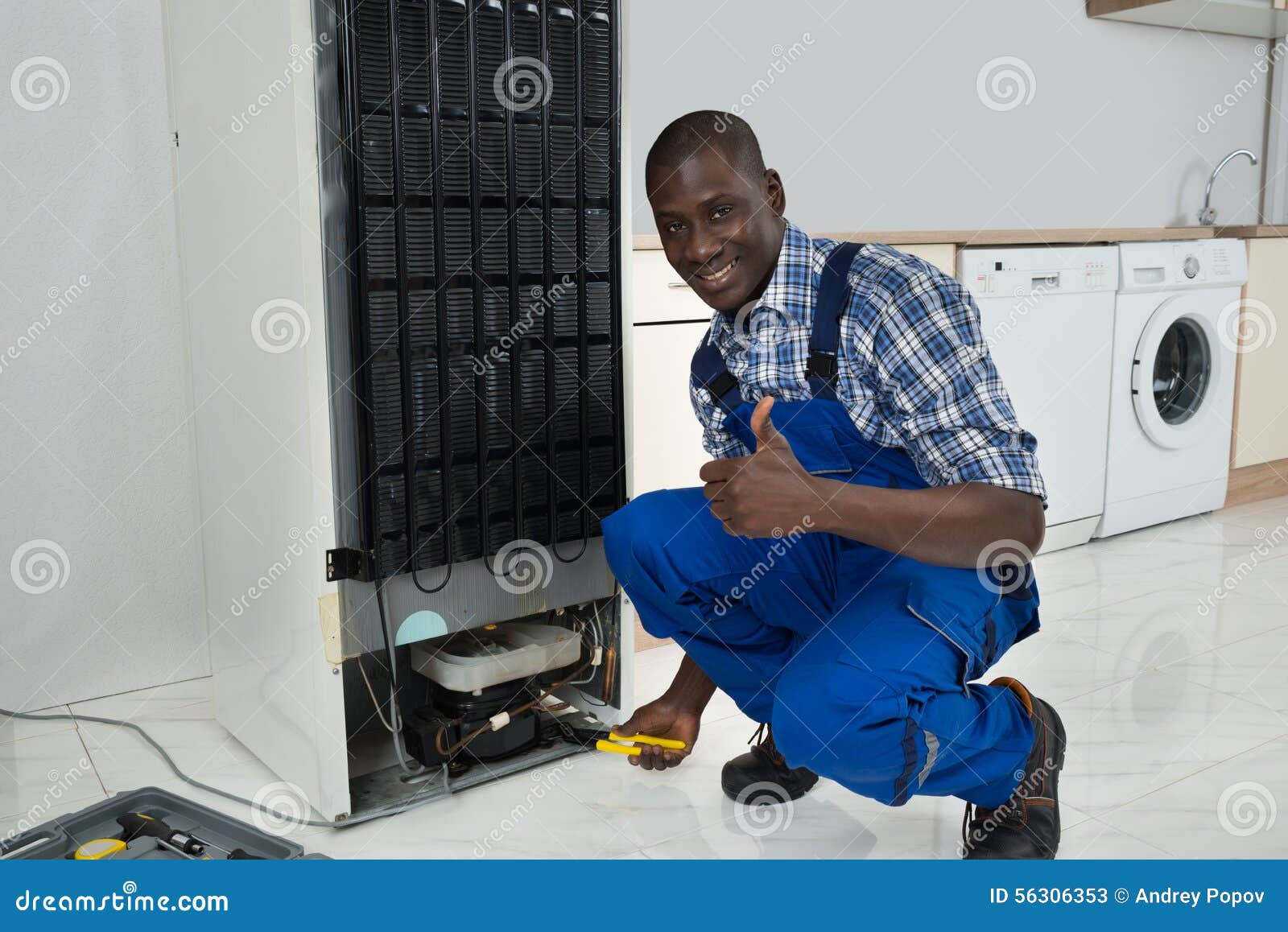 Technician Fixing Refrigerator Stock Image - Image of fixing, machine ...