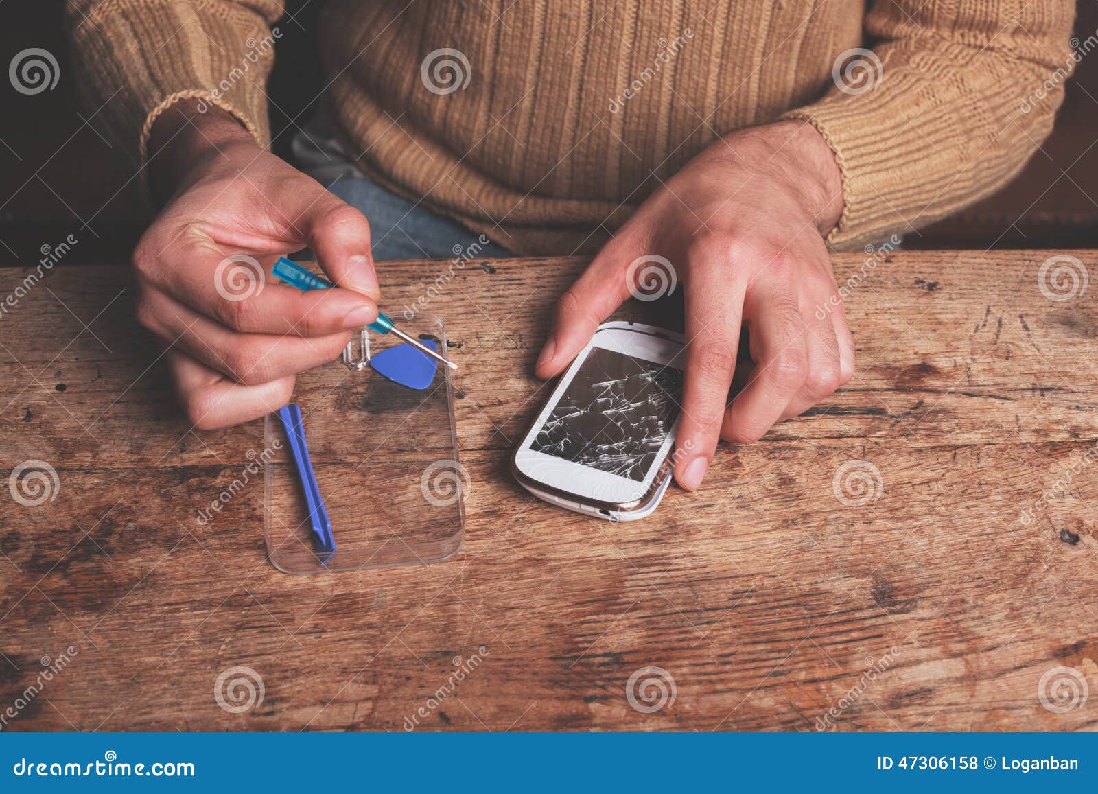Technician Fixing Smart Phone Stock Photo - Image of connection ...