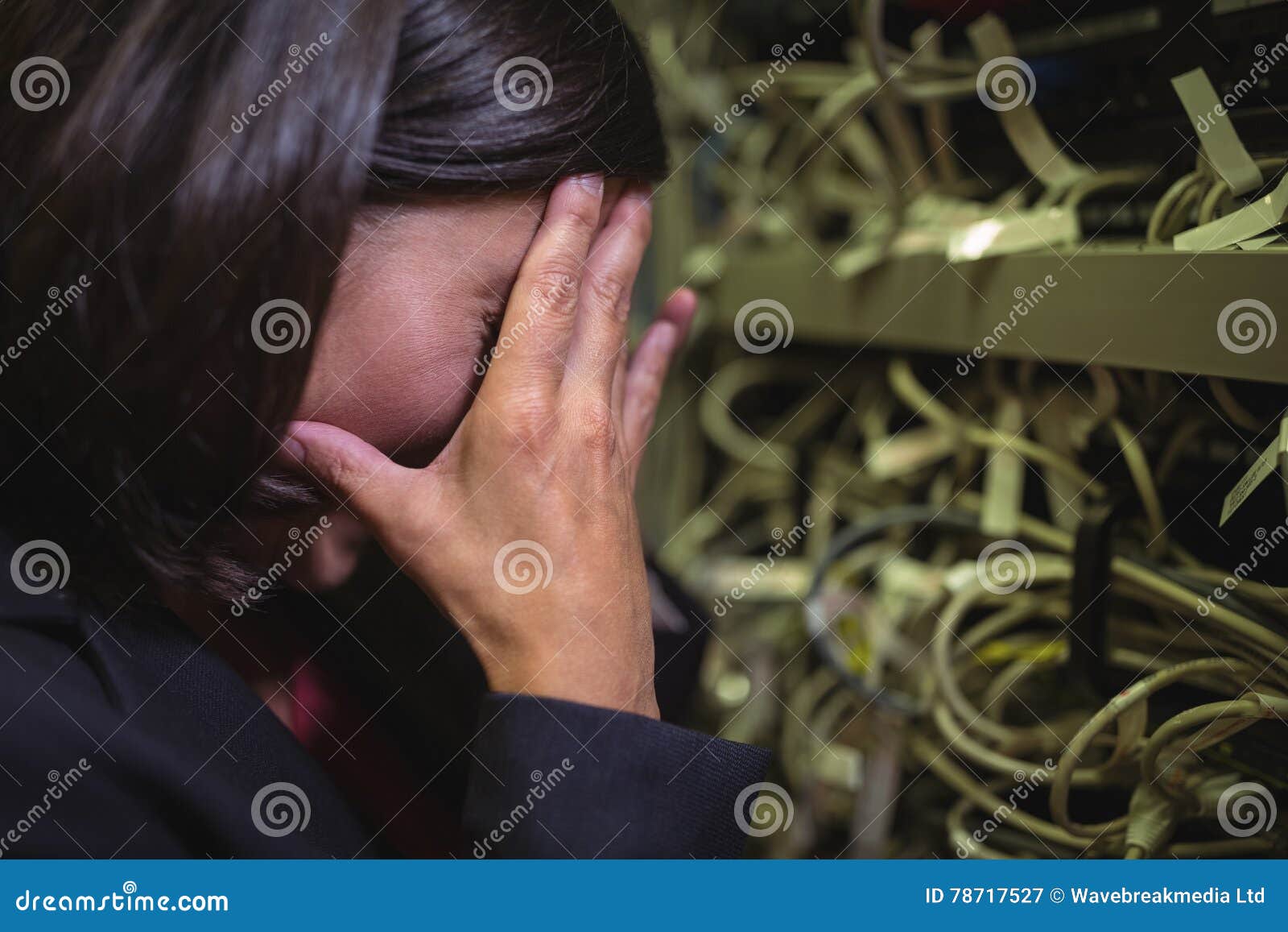 Technician Getting Stressed Over Server Maintenance Stock Image - Image ...