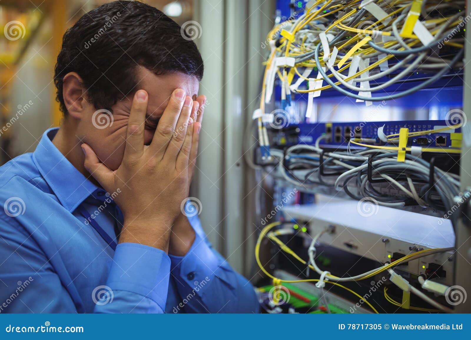 Technician Getting Stressed Over Server Maintenance Royalty-Free Stock ...