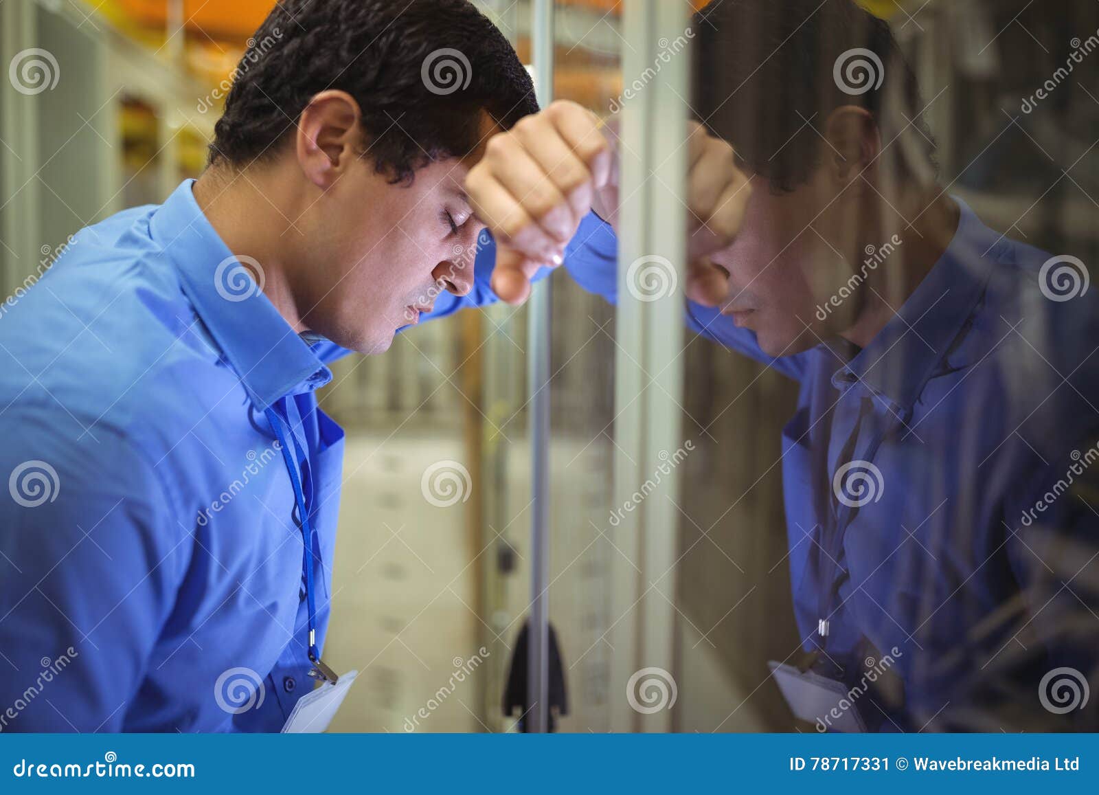 Technician Getting Stressed Over Server Maintenance Stock Image - Image ...