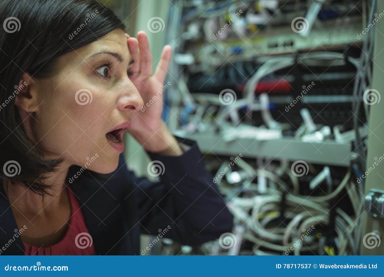 Technician Getting Stressed Over Server Maintenance Stock Image - Image ...