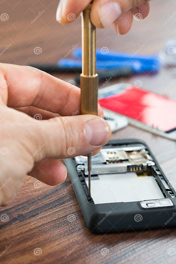 Technician Hand Fixing Cellphone Stock Image - Image of mechanism ...