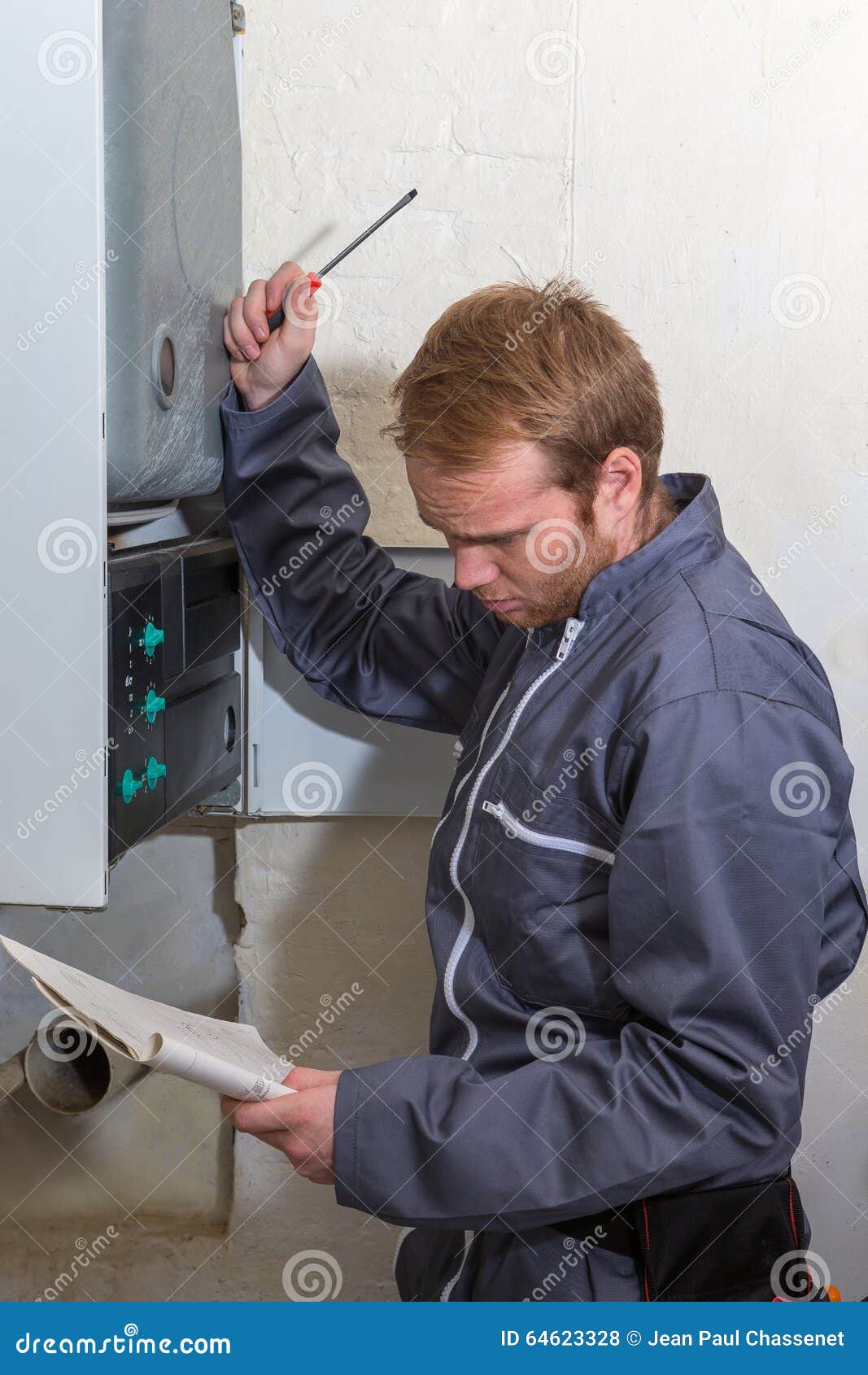 Technician for Heating System Stock Photo - Image of check, heater ...