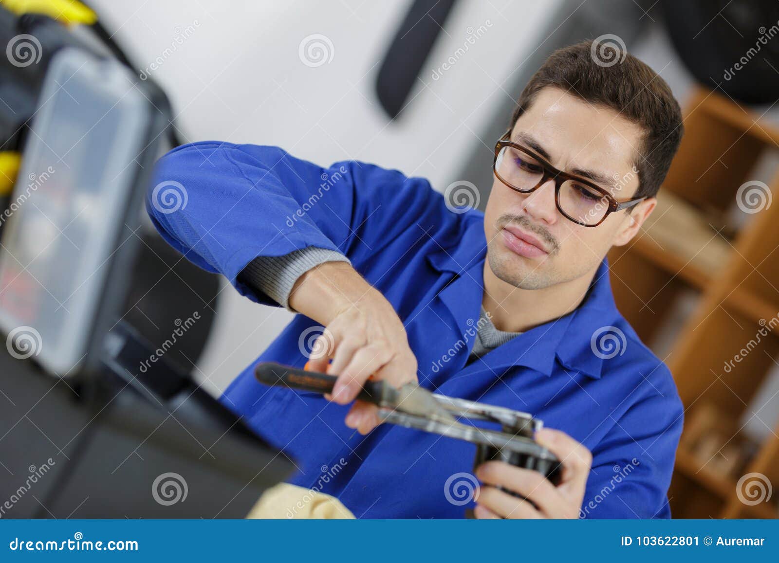 Technician and tool box stock image. Image of technician - 103622801
