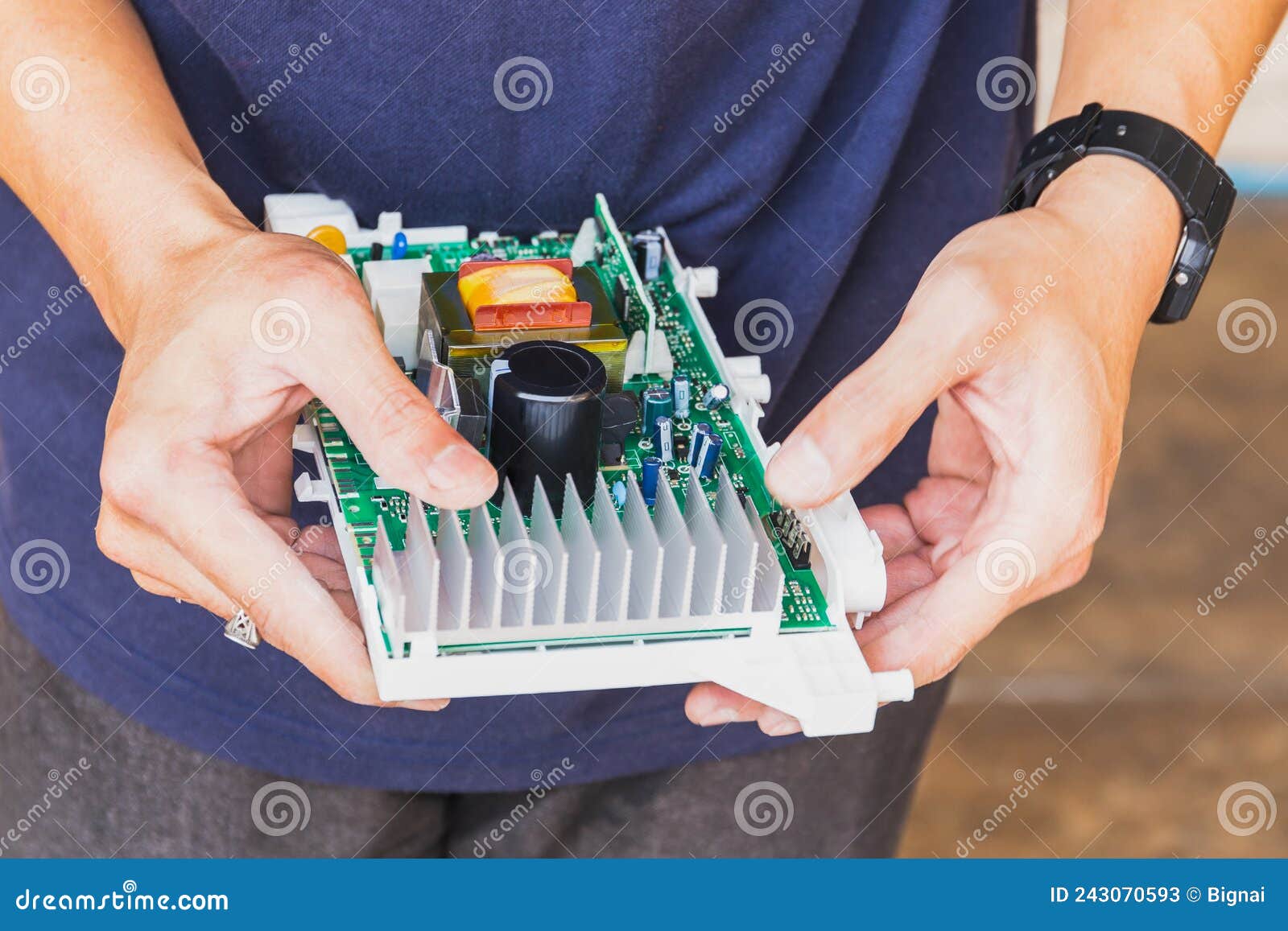 Technician Holding Computer Electronic Circuit Board in the Hand. Stock ...