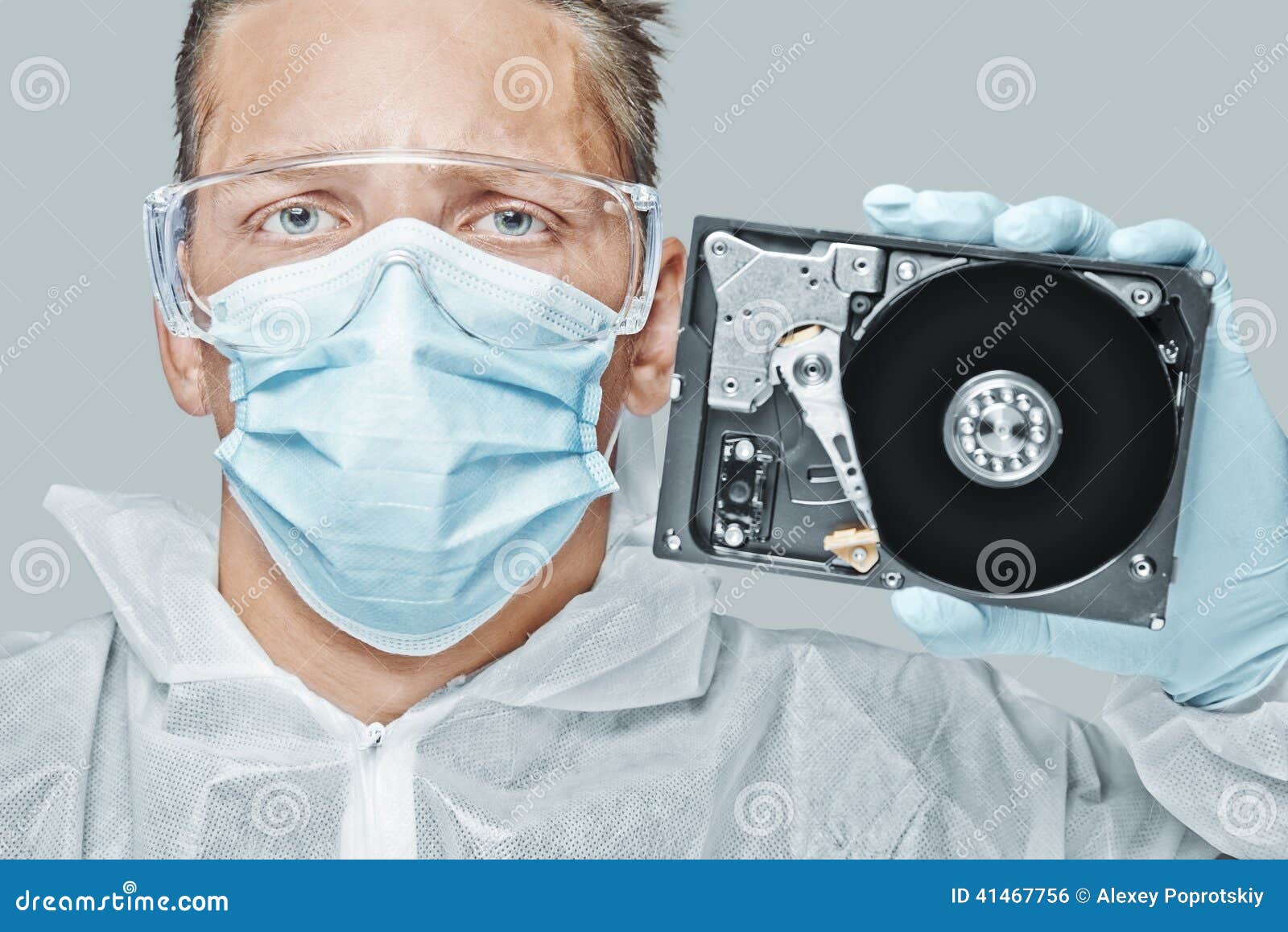 Technician Holds the Hard Disk Stock Photo - Image of computer, doctor ...