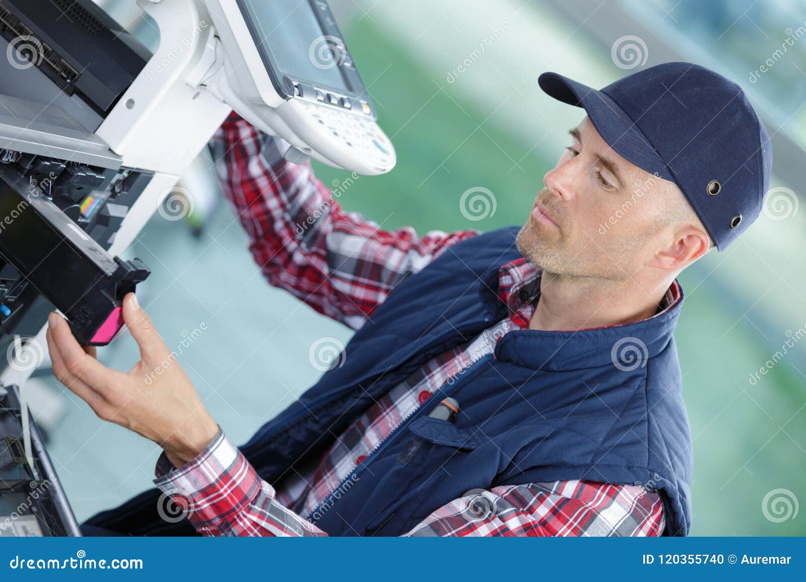 Technician Inspecting the Cartridge Stock Photo - Image of business ...