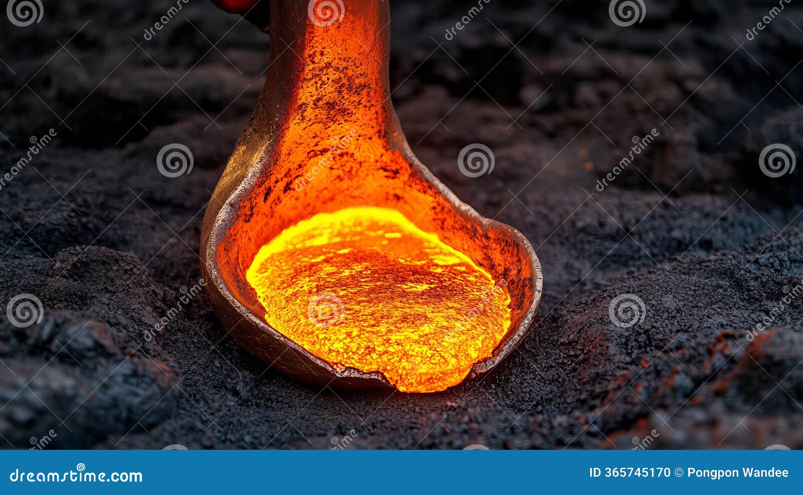 Metal Casting, Logo Or Emblem. Cast Iron Ladle And Outflowing Molten ...