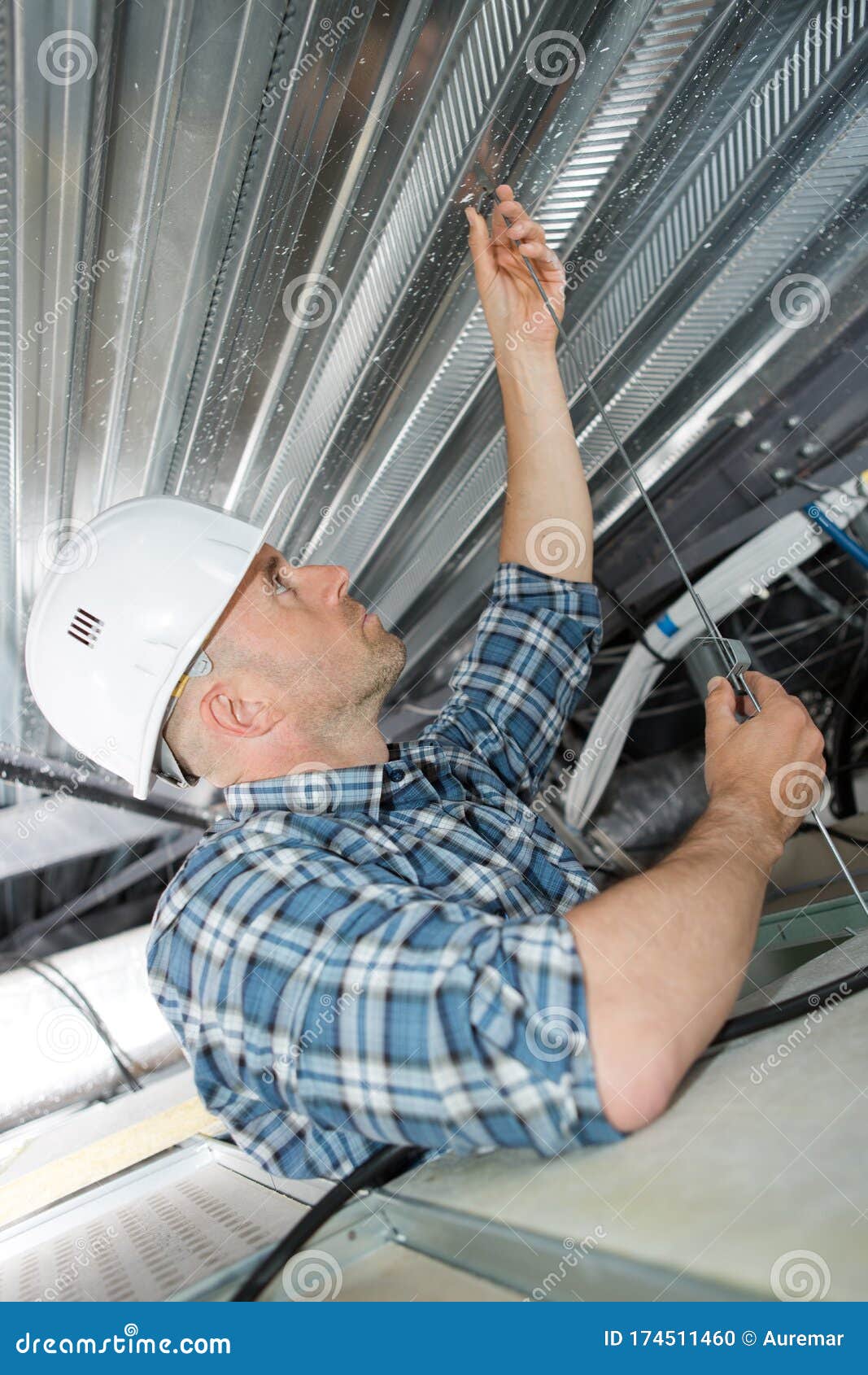 Technician Install Suspended Ceiling in Office Stock Photo - Image of ...