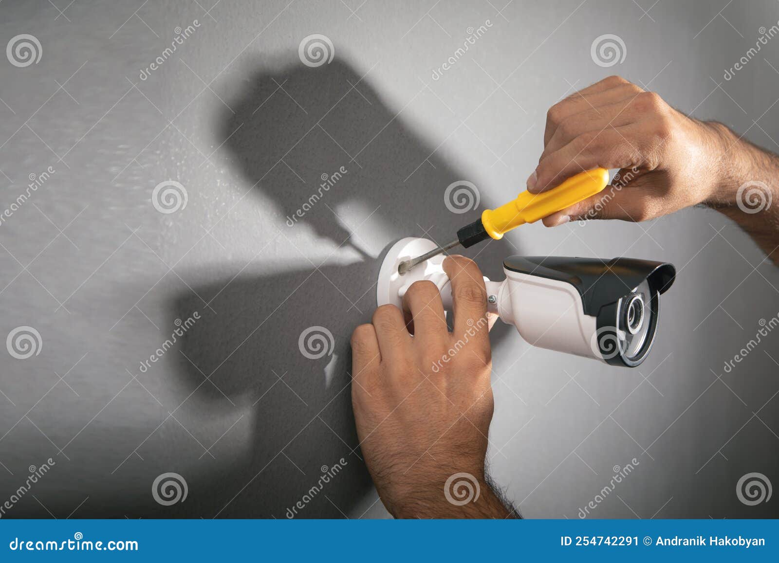 Technician Installing CCTV Camera System for Home Stock Image - Image ...