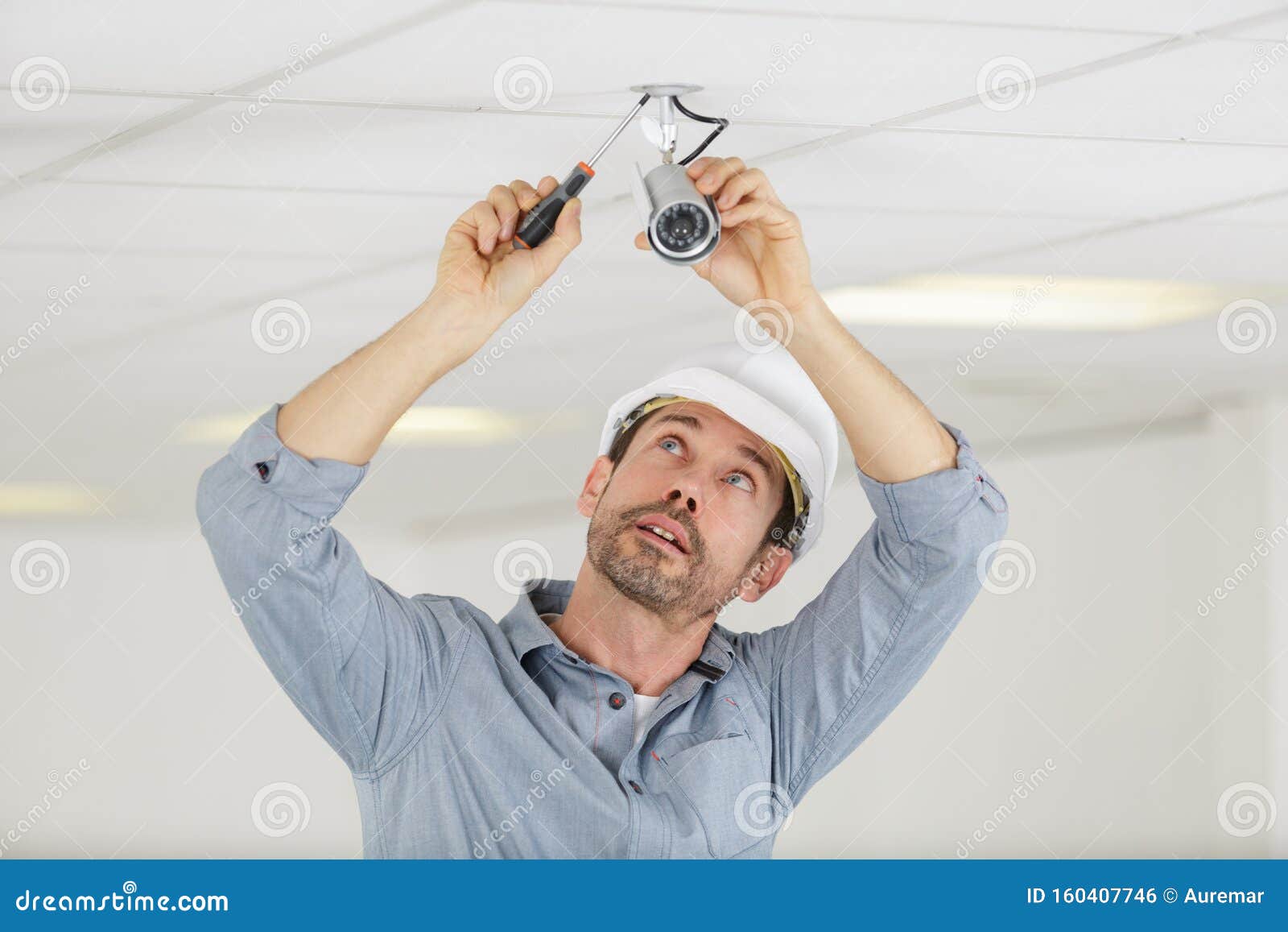 Technician Installing Cctv System in Elevetor Area Stock Photo - Image ...