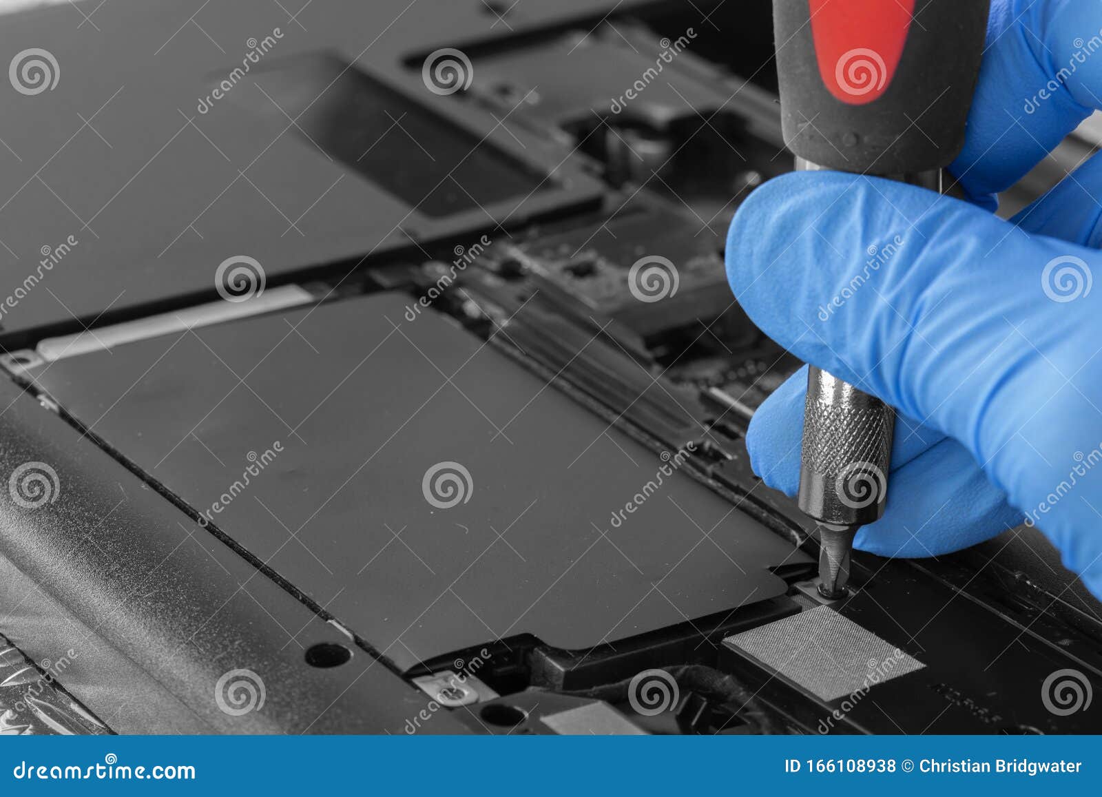 Technician Installing Hard Drive HDD To a Laptop Computer Using ...