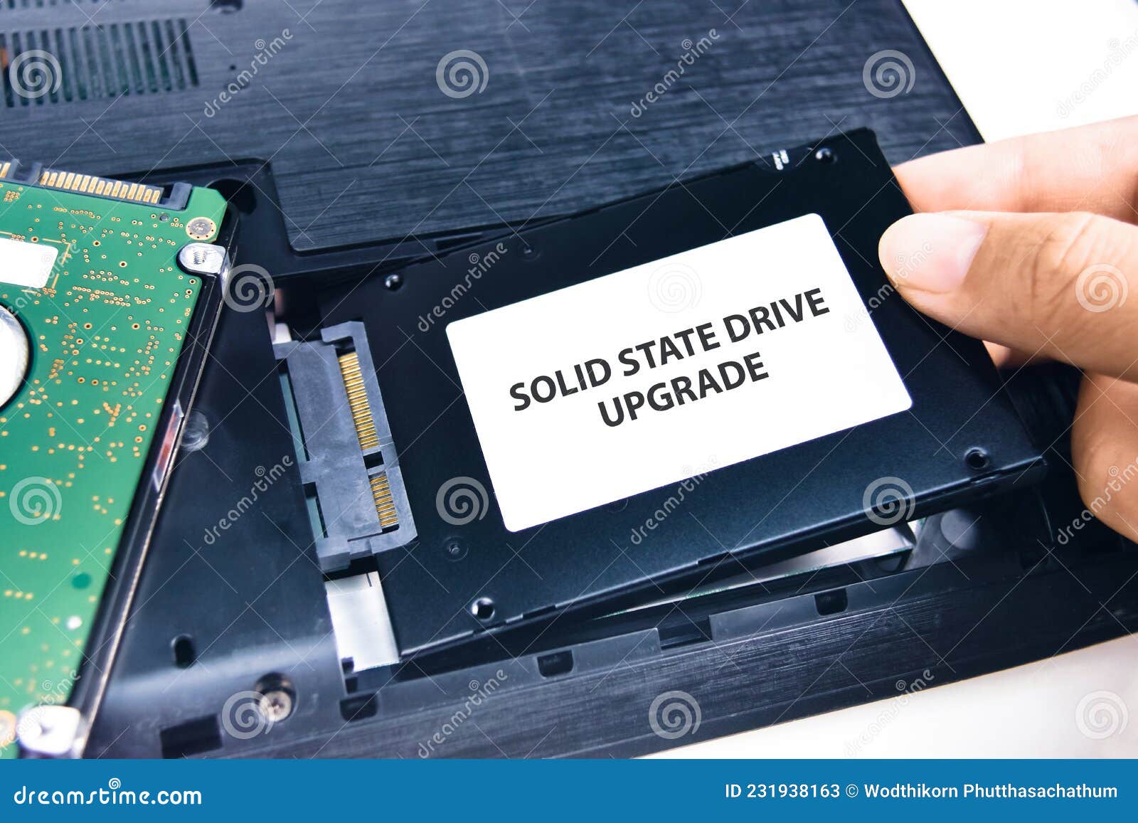 A Technician Installs a Solid State Drive SSD Stock Image - Image of ...