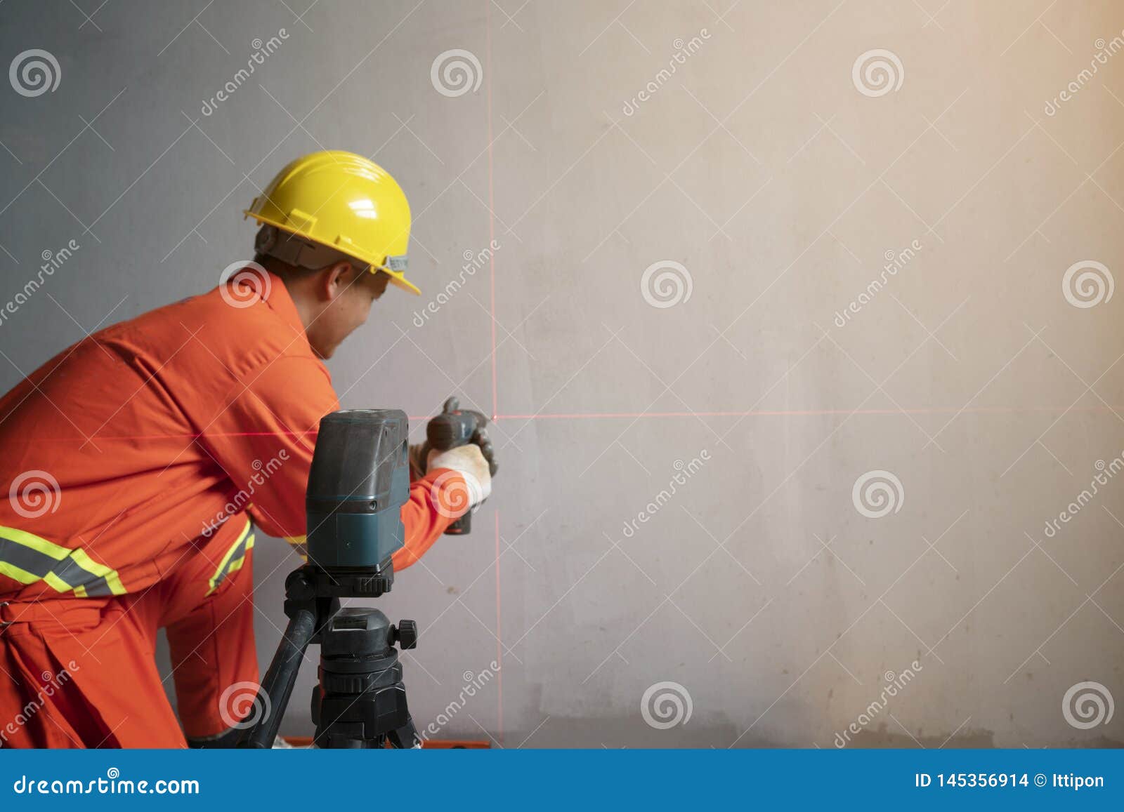 Technician with Laser Measurement Level Stock Photo - Image of ...