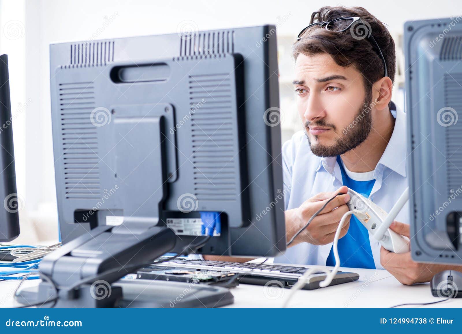 The it Technician Looking at it Equipment Stock Photo - Image of ...