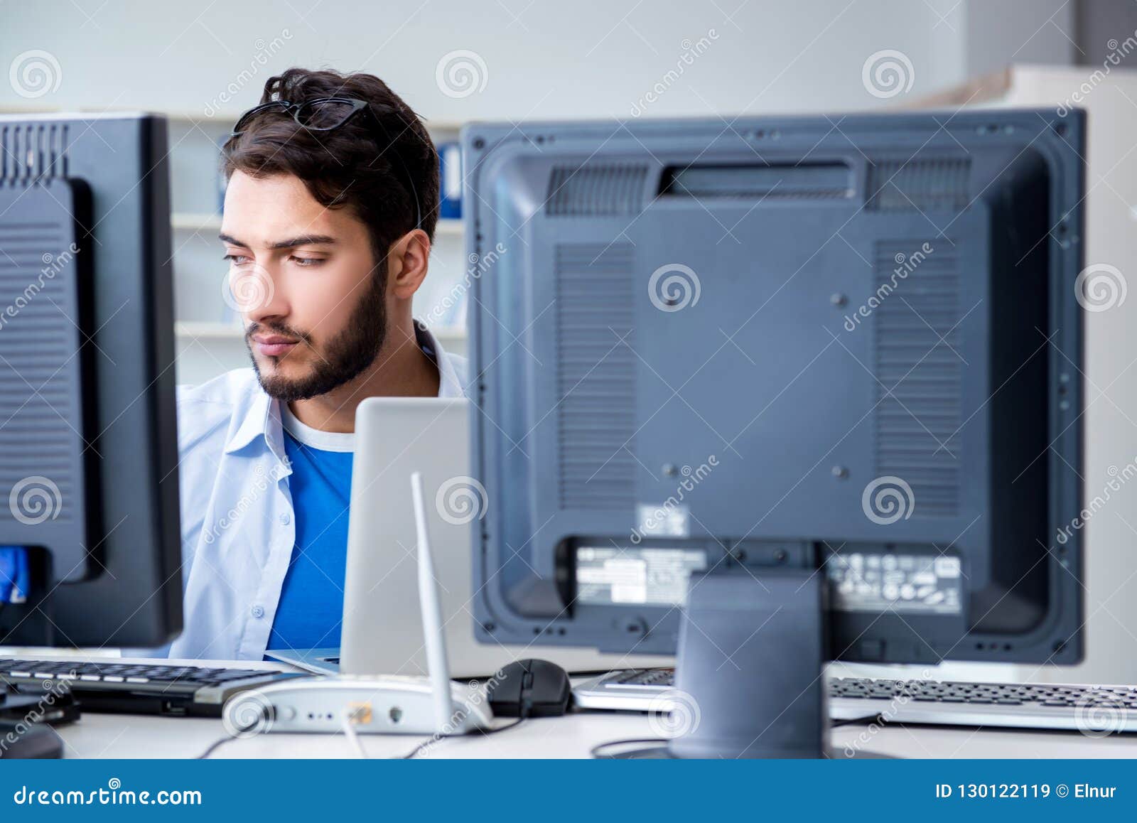The it Technician Looking at it Equipment Stock Image - Image of ...