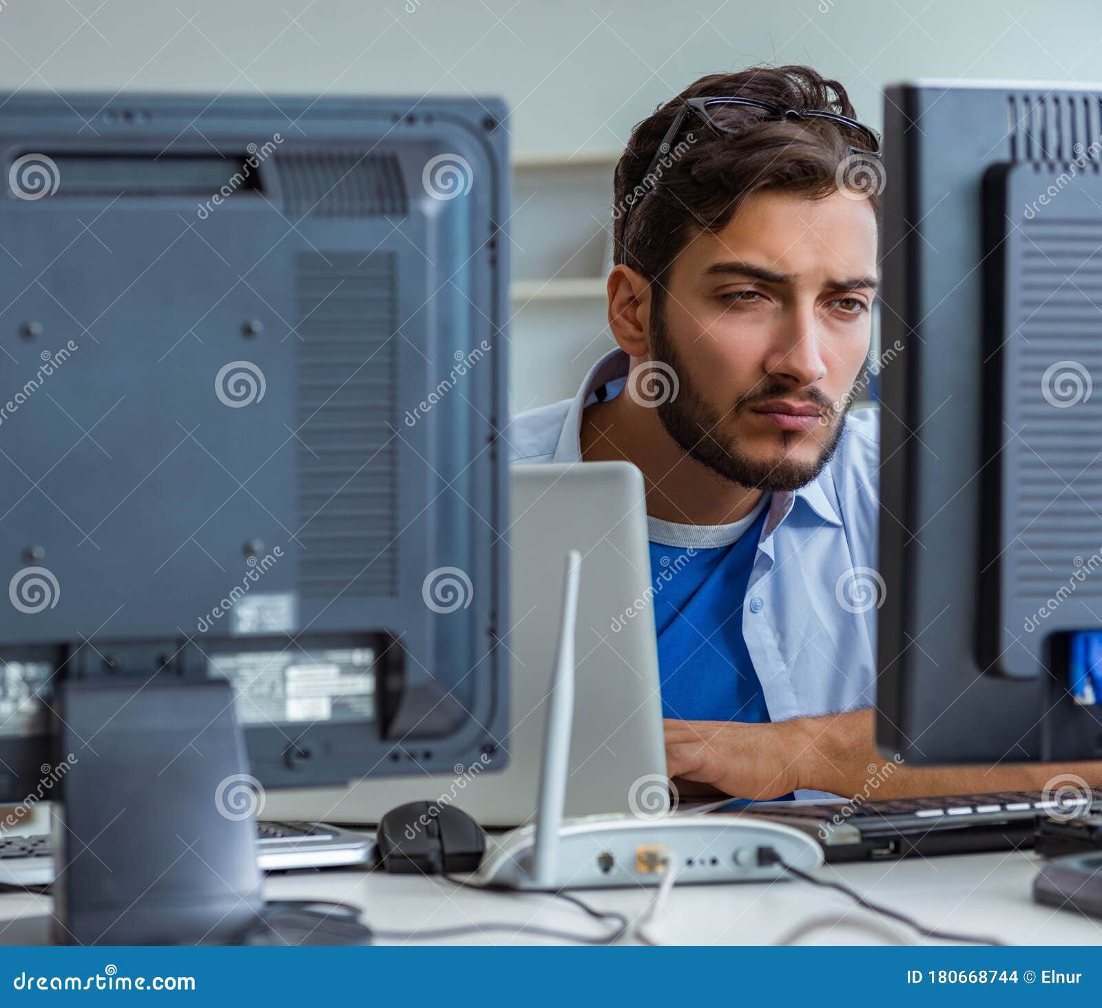 It Technician Looking at it Equipment Stock Photo - Image of fixing ...