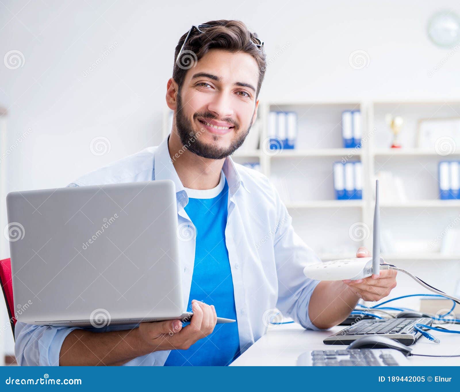 It Technician Looking at it Equipment Stock Image - Image of desk ...