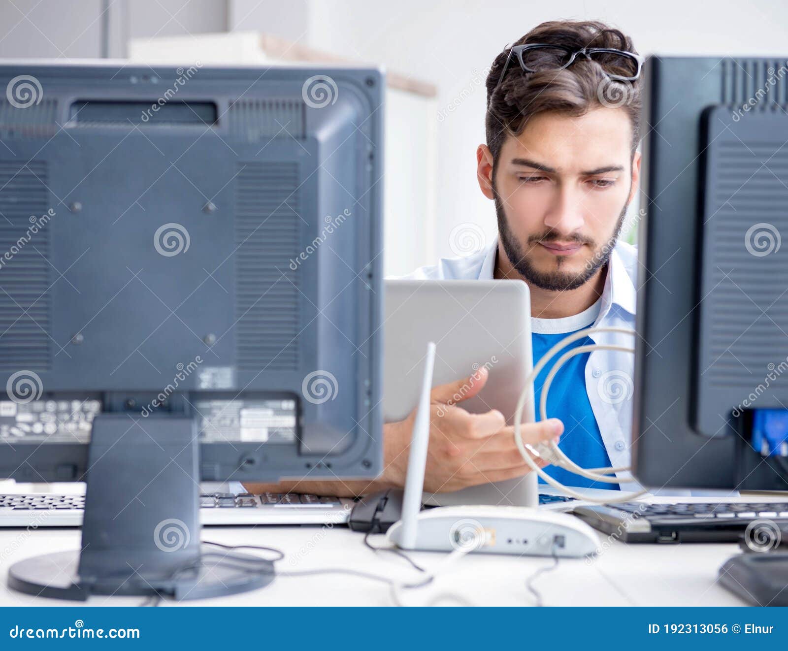 It Technician Looking at it Equipment Stock Photo - Image of manager ...