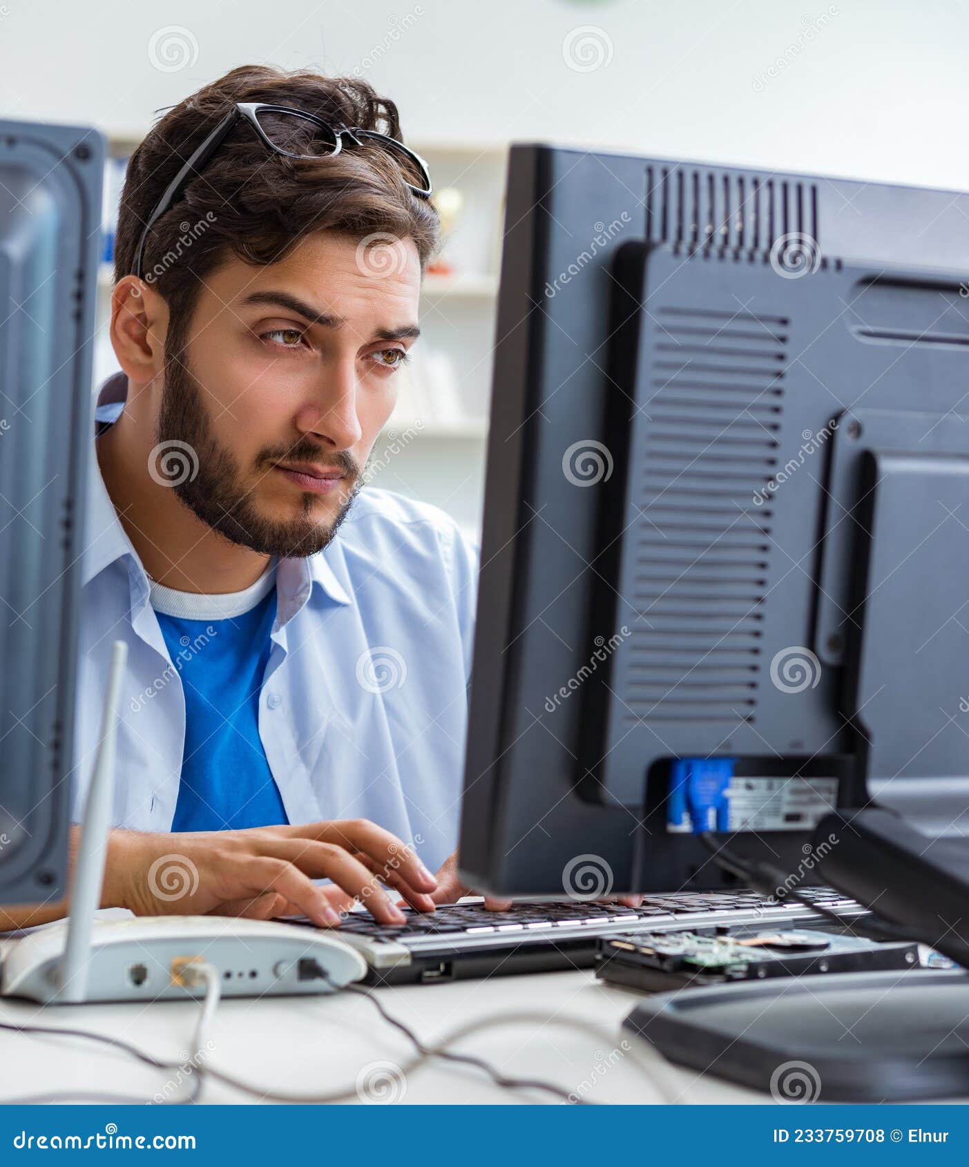 It Technician Looking at it Equipment Stock Photo - Image of control ...