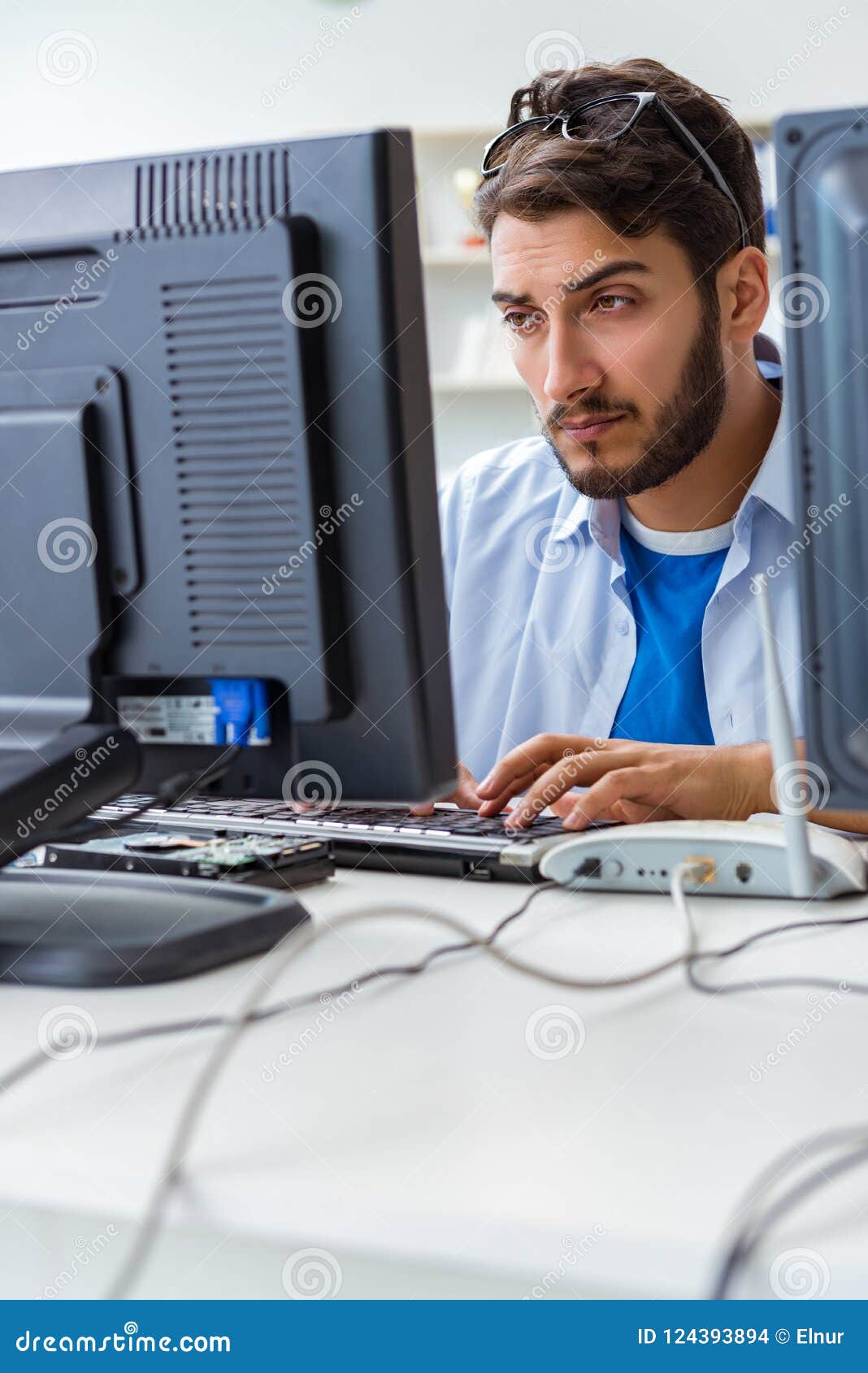 The it Technician Looking at it Equipment Stock Photo - Image of ...