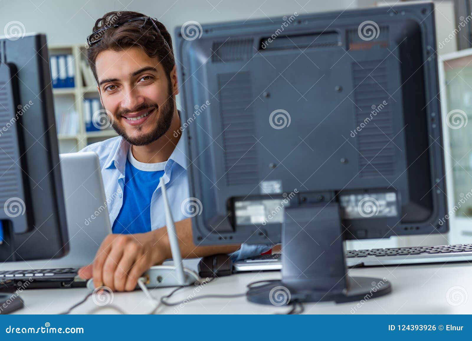 The it Technician Looking at it Equipment Stock Photo - Image of ...