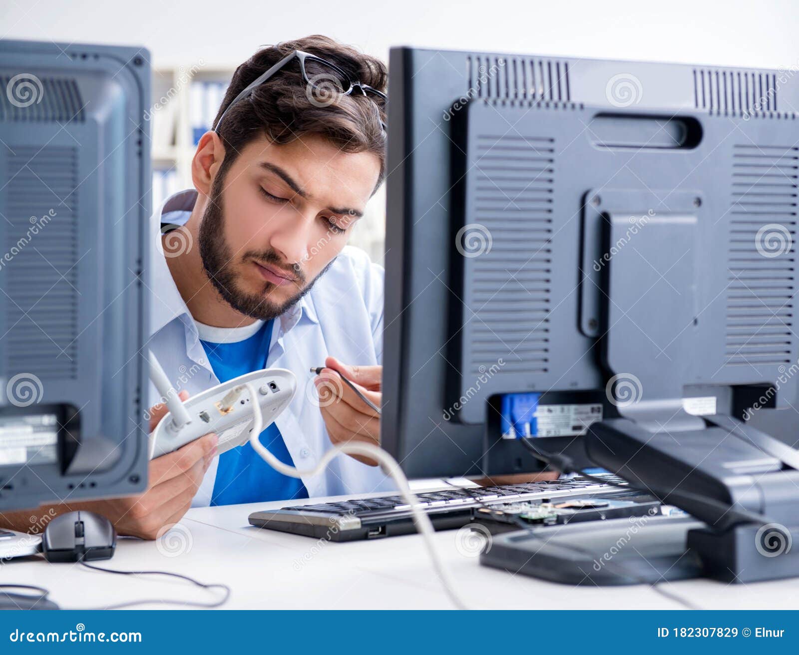 It Technician Looking at it Equipment Stock Image - Image of checking ...