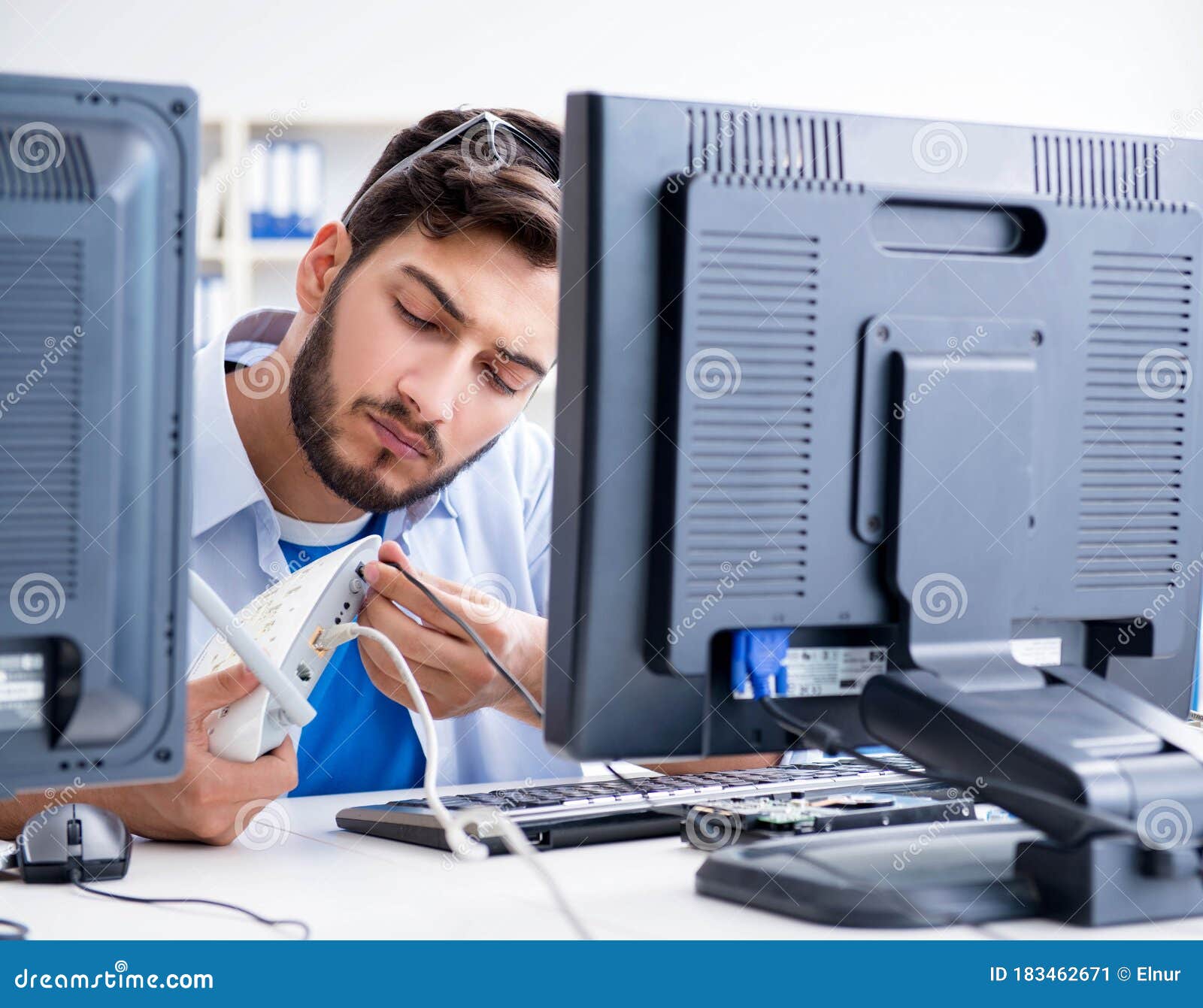 It Technician Looking at it Equipment Stock Image - Image of checking ...