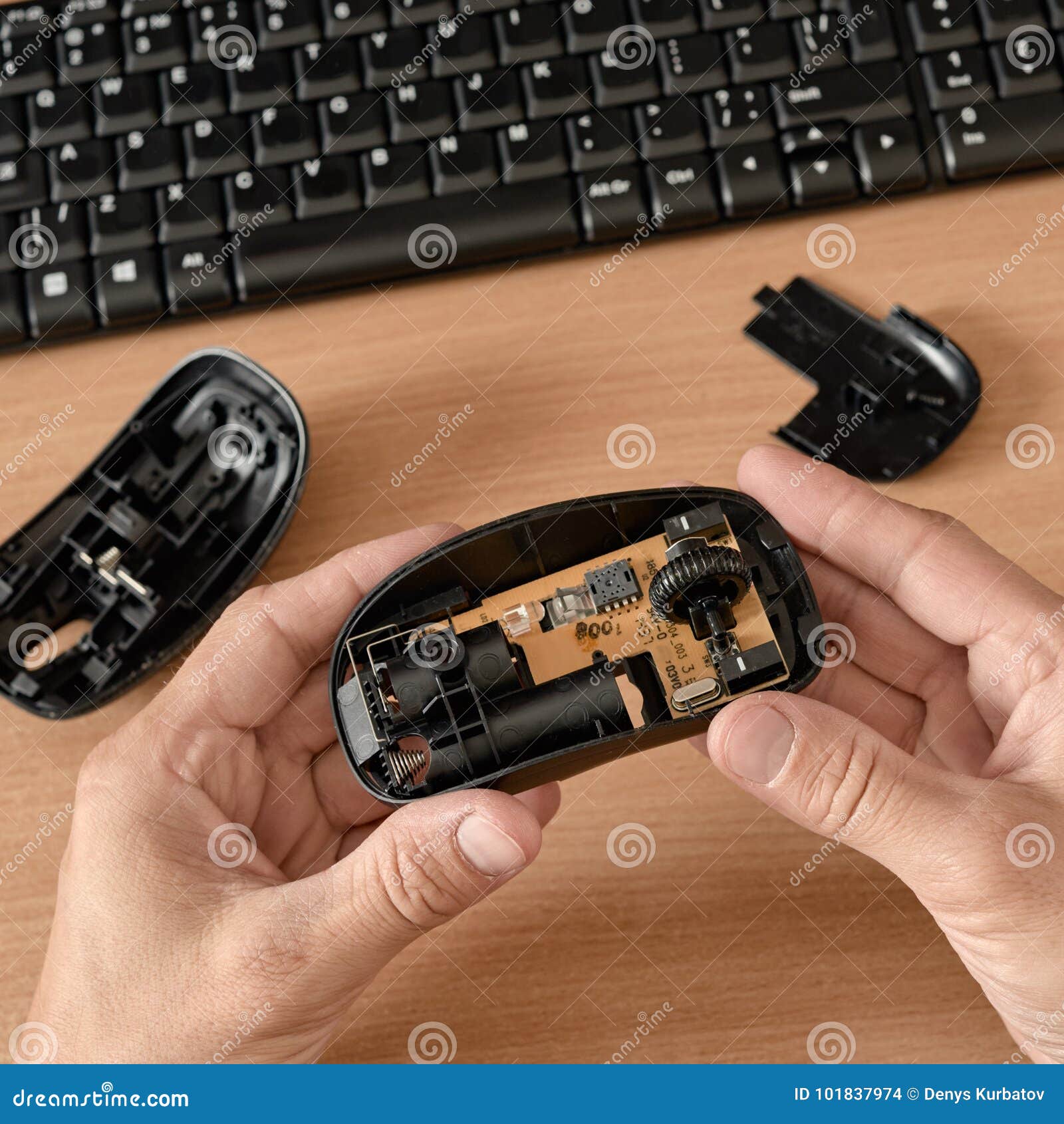 Technician Maintenance of Mouse Stock Photo - Image of hands, manual ...